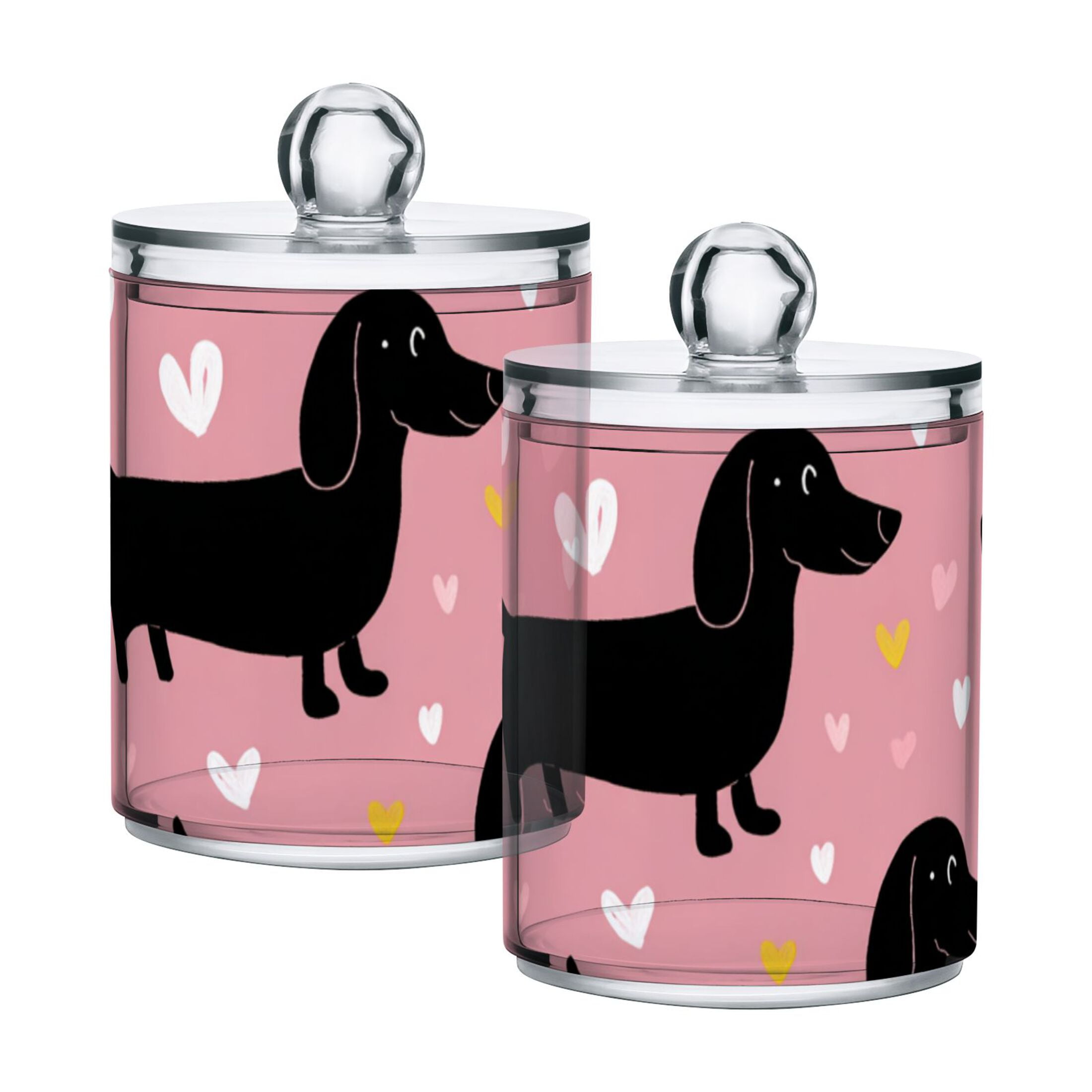 Valentine Dachshund Dogs Cute Hearts Translucent Plastic Cans Storage ...