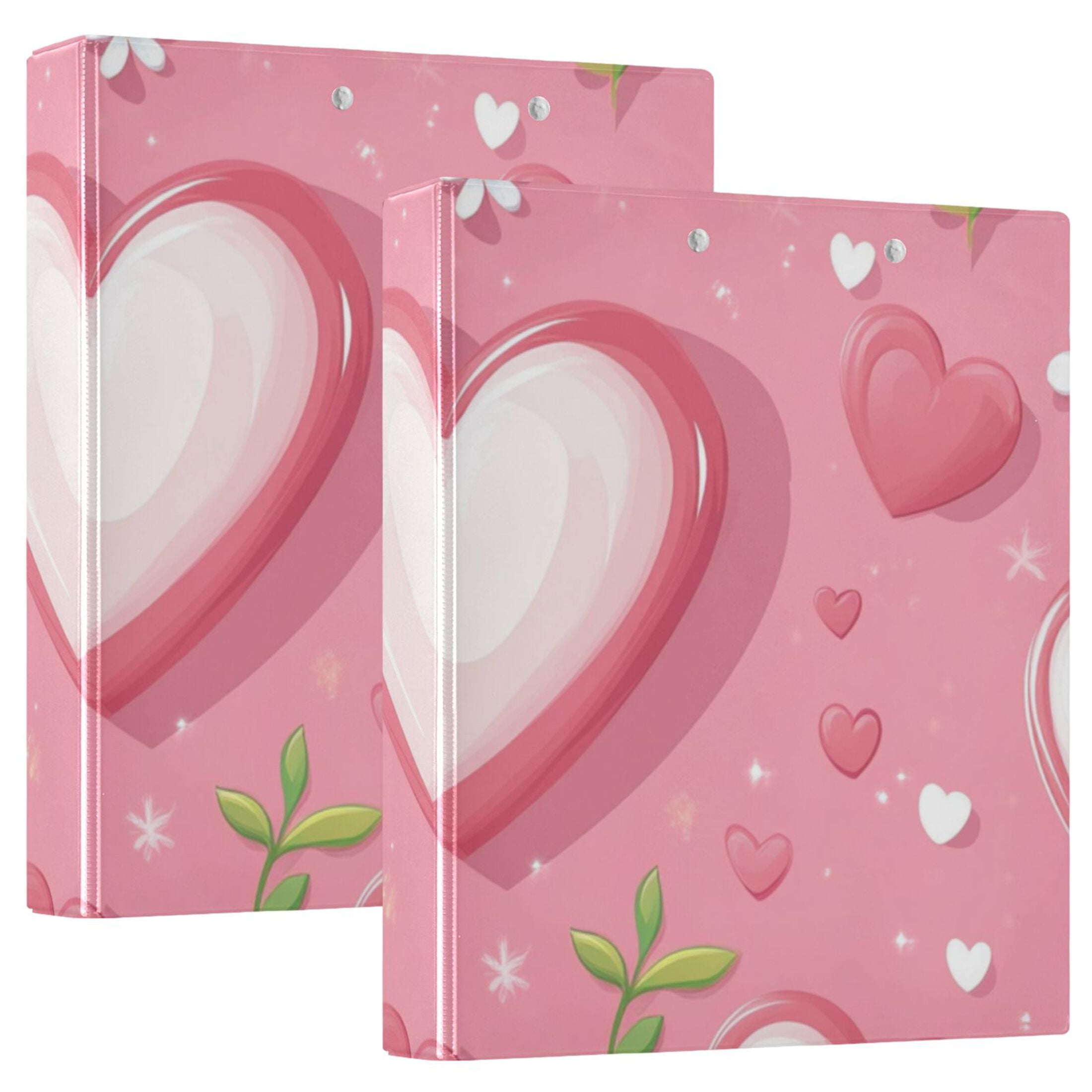 Valentine Daisies Leaves Hearts Cartoon Round Ring Binder 3 Rings 1.5 ...