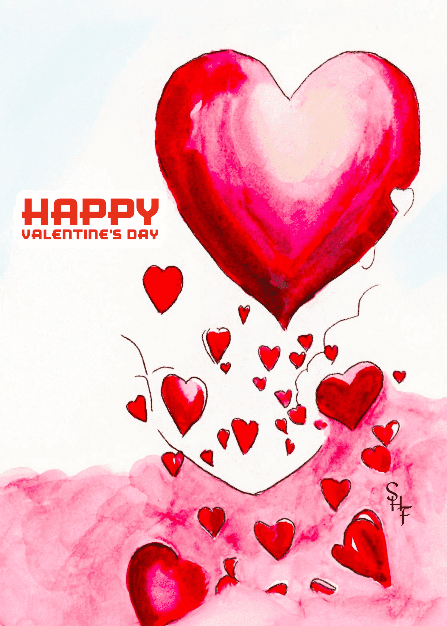 Valentine Day Card Handpainted Watercolor Sebrena's Pics 5x7 Premium ...