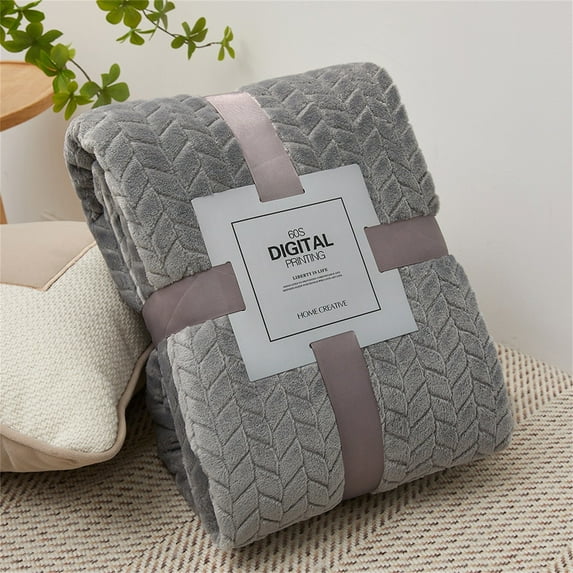 Valentine Day Fleece Decorative Blanket - 3D Jacquard Light Gray Throw ...