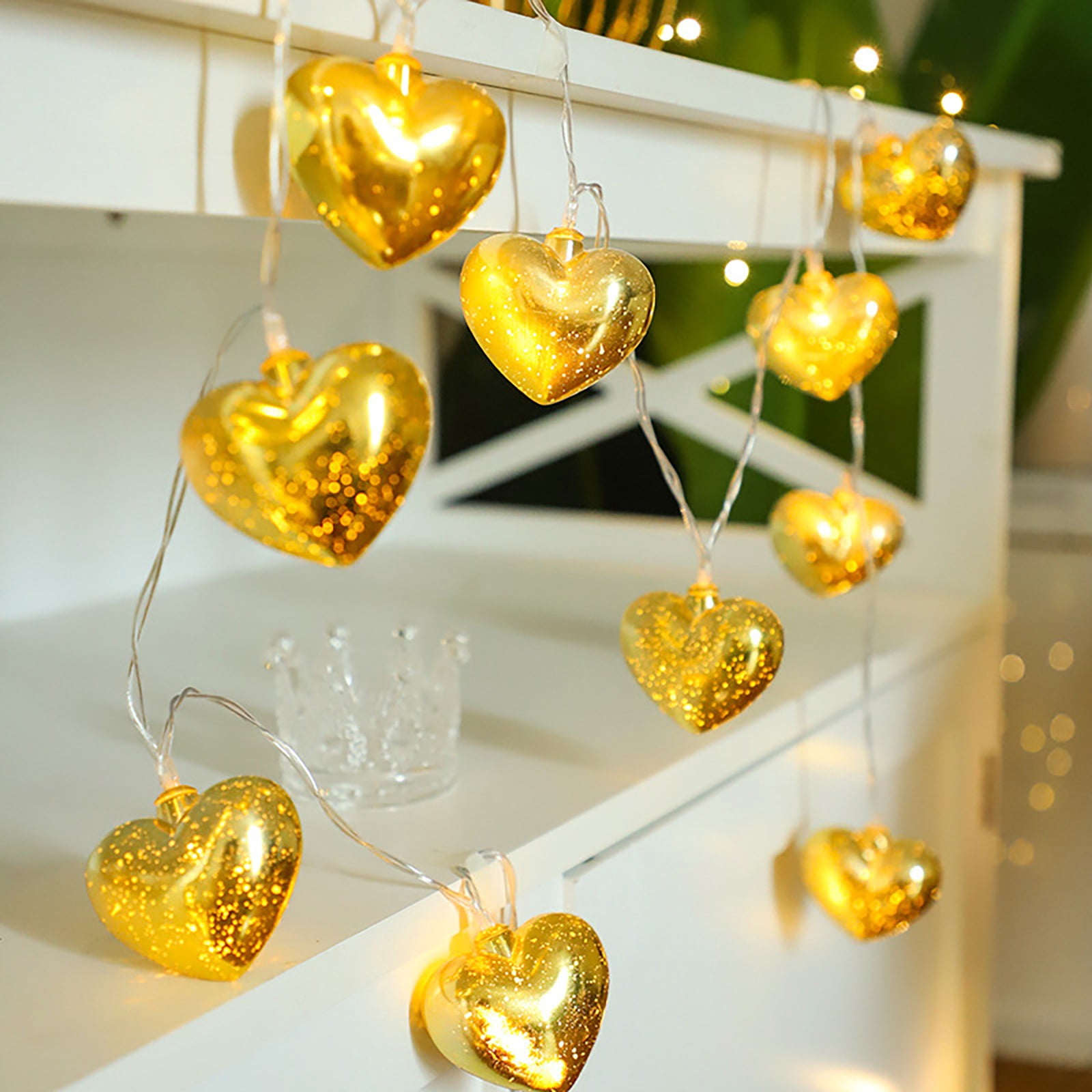 Valentine Day Heart String Lights 5 FT 10 LED Wire Christmas Lights ...