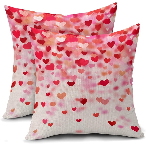 Valentine Day Love Hearts Red Pink Pillow Covers 18X18 Inch Set of 2 ...
