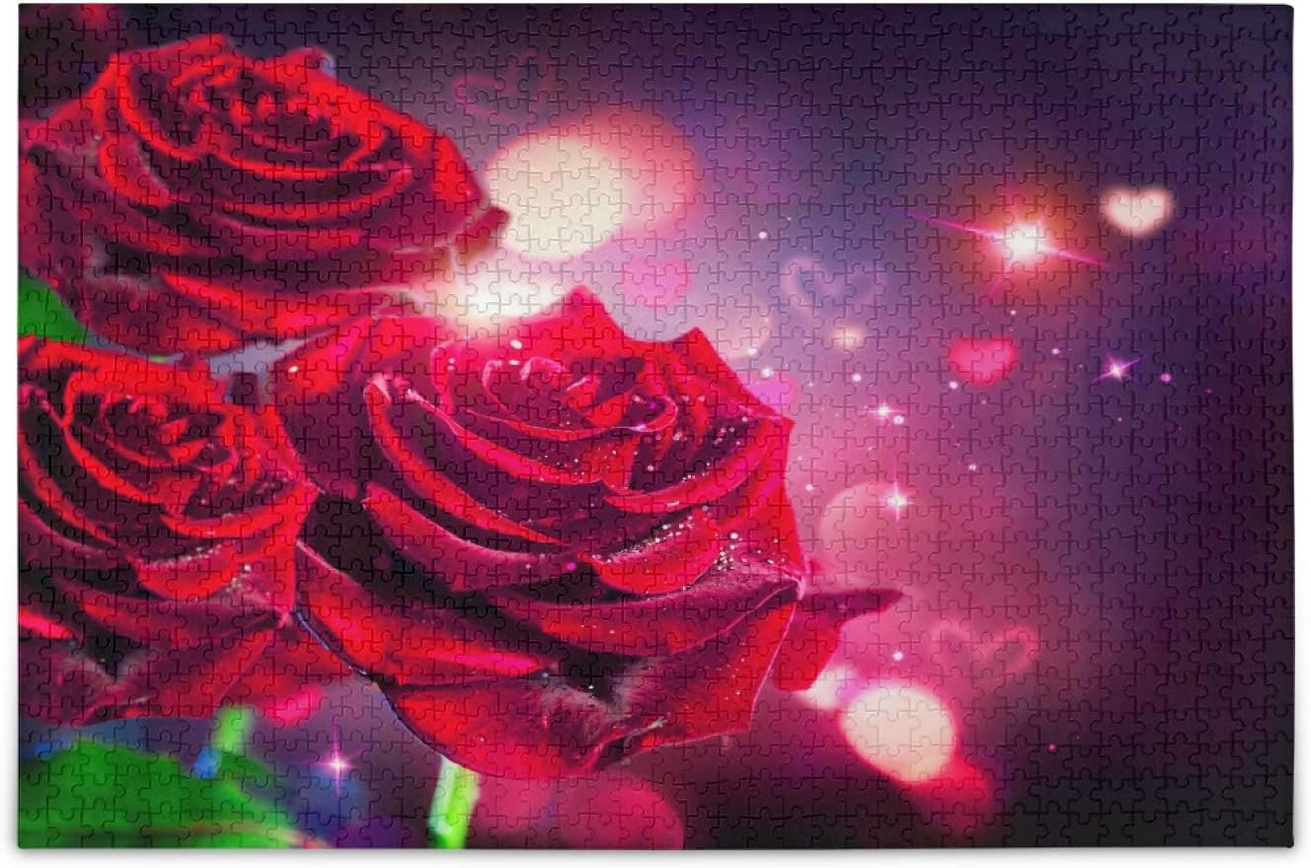 Valentine Day Red Rose Puzzle for Adults 1000 Piece Puzzles Game DIY ...