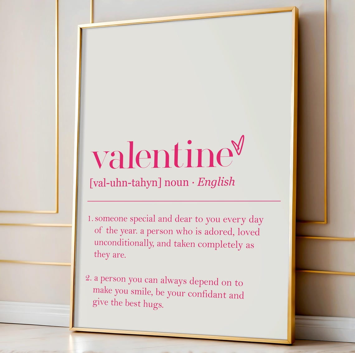 Valentine Definition Print, Pink Heart, Trendy UNFRAMED Poster, Wall ...