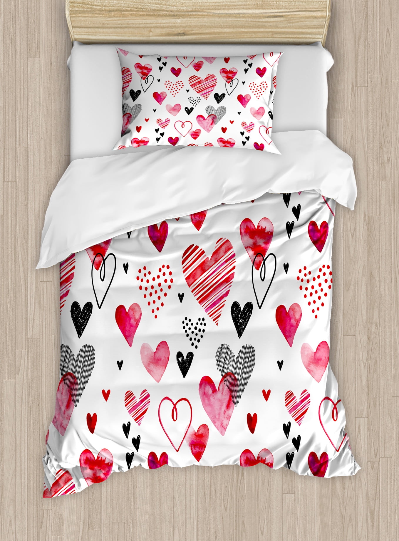 Valentine Duvet Cover Set, Different Types of Heart Shapes Romance Love ...