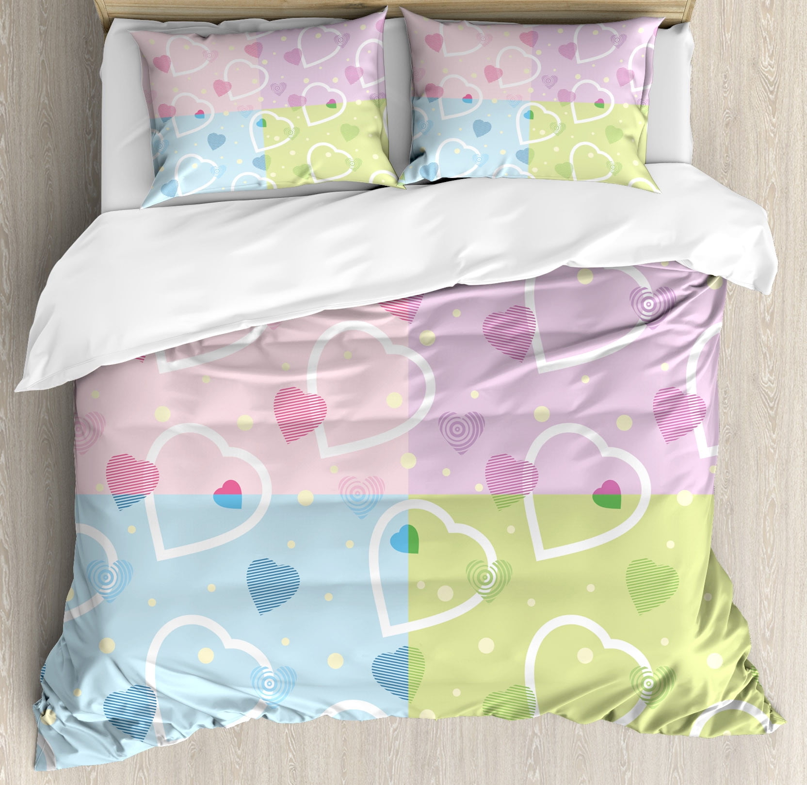 Valentine Duvet Cover Sets, Big Little Heart Motifs on Colorful ...