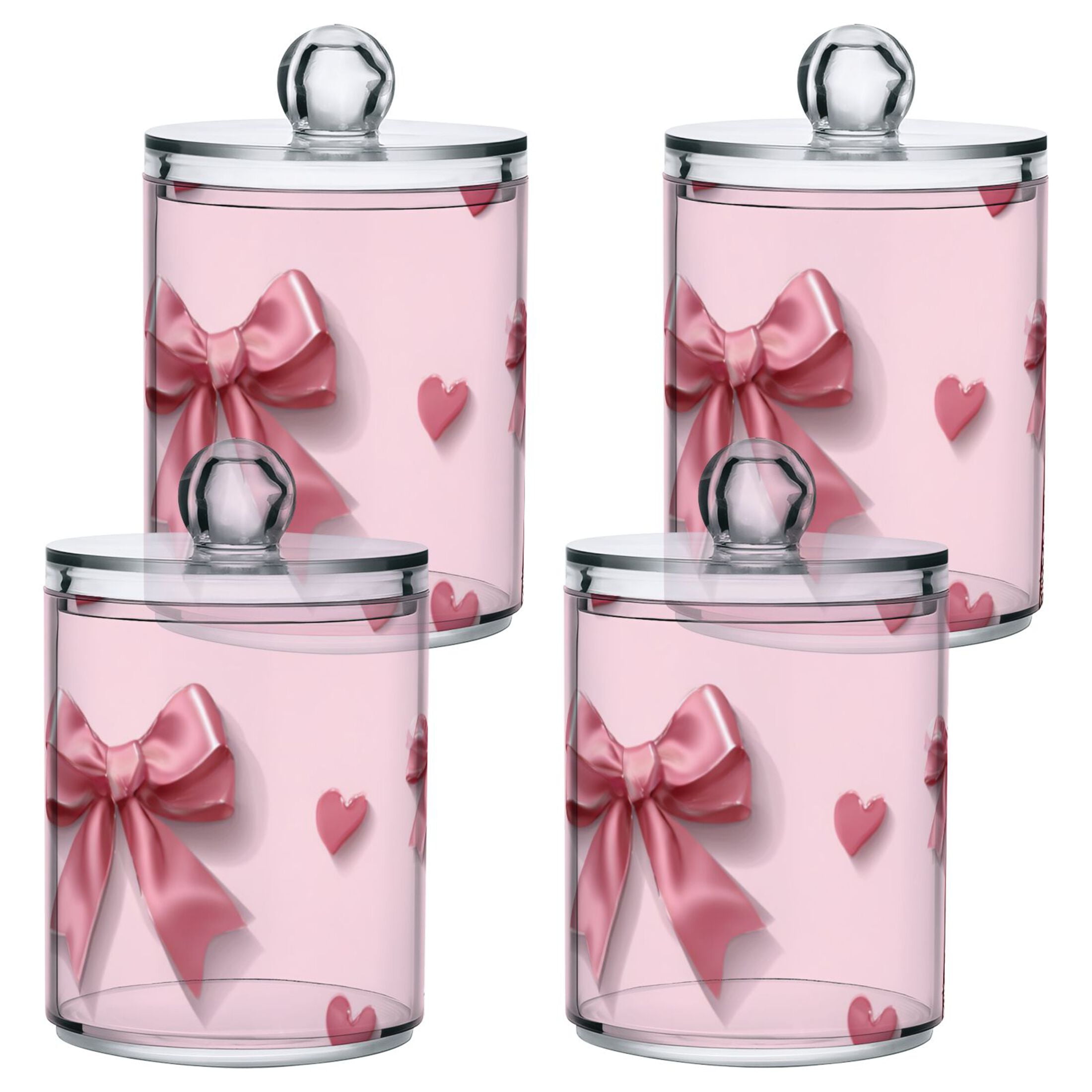 Valentine Effiel Tower with Bows Hearts Translucent Plastic Cans ...