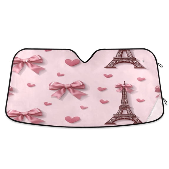 Valentine Effiel Tower with Bows Hearts Windshield Sun Shade Automobile ...