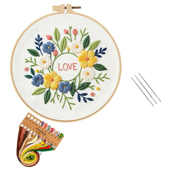 Valentine Embroidery Kit for Beginners - Heart Floral Design Adults ...