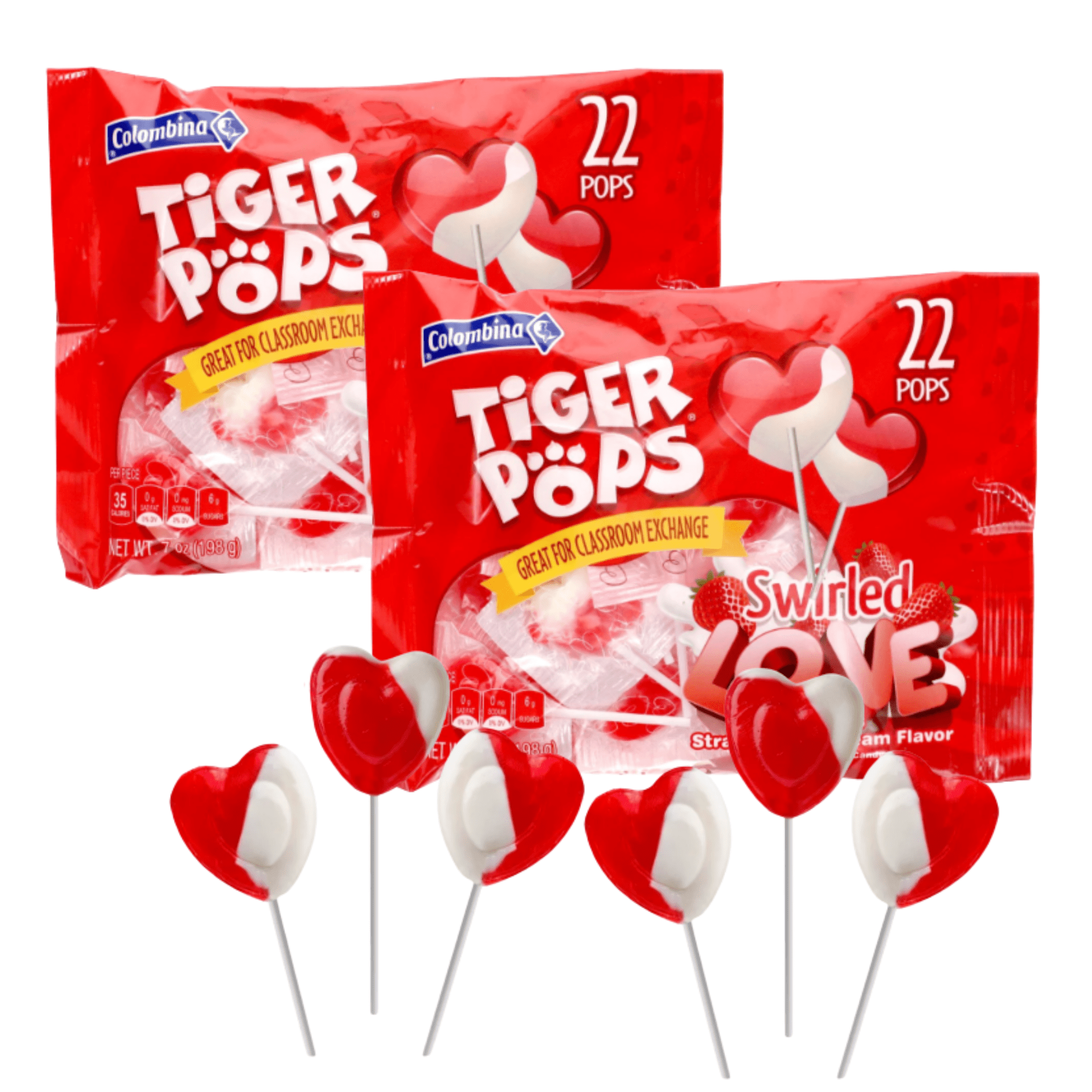 Valentine FSSTAM Swirled Heart Lollipops, Strawberry and Cream Flavor ...