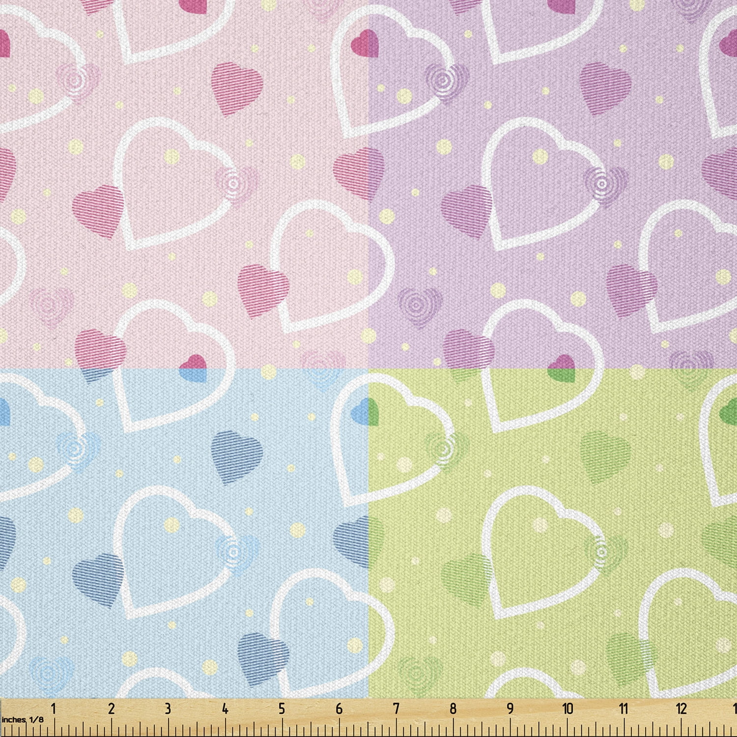 Valentine Fabric by The Yard, Big Little Heart Motifs on Colorful ...