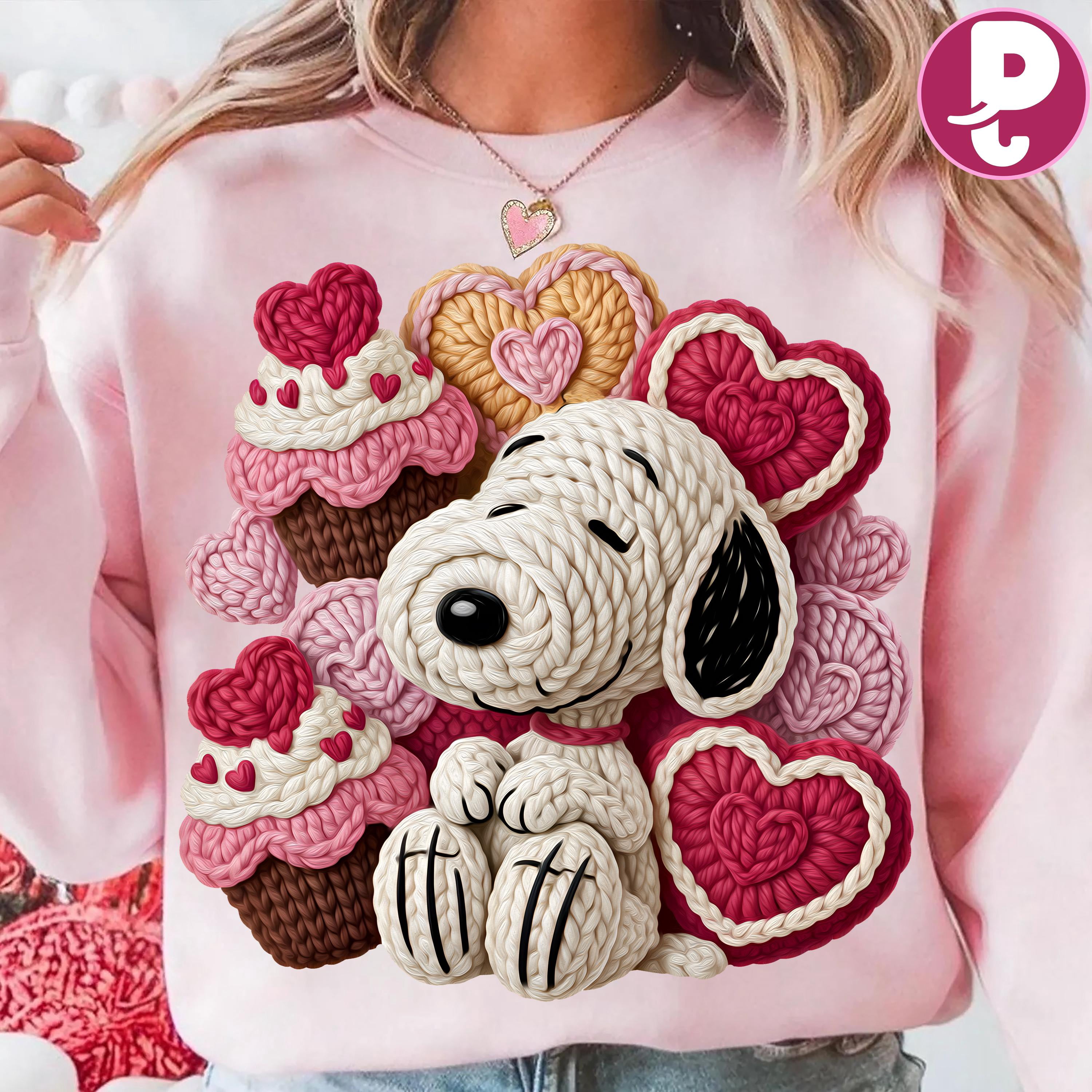 Valentine Faux Yarn Snoopy Sweatshirt, Love Cartoon Dog Sweatshirt ...