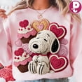 Valentine Faux Yarn Snoopy Sweatshirt, Love Cartoon Dog Sweatshirt ...
