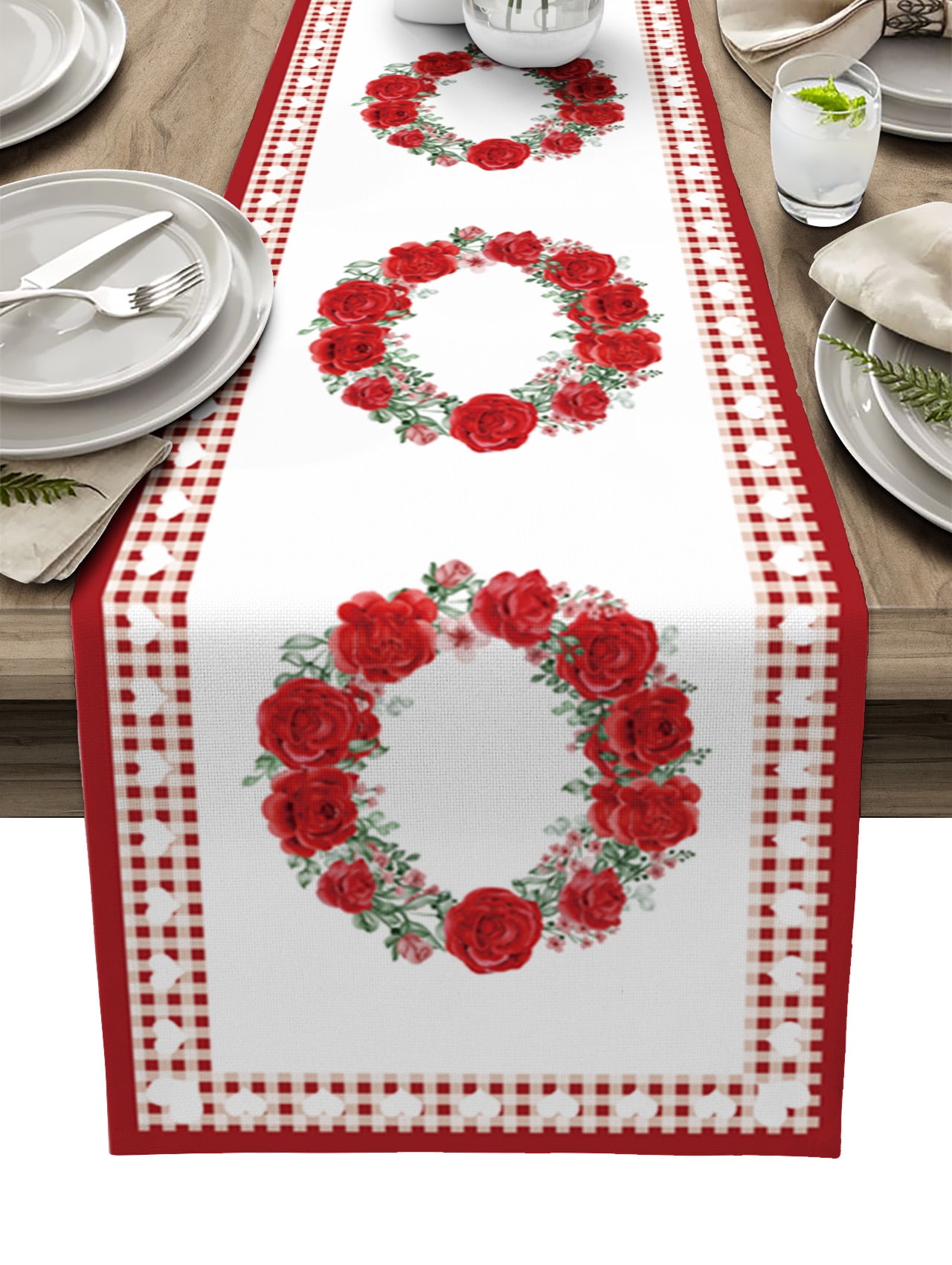Valentine Flower Red Rose Table Runner Luxury Hotel Wedding r Table ...