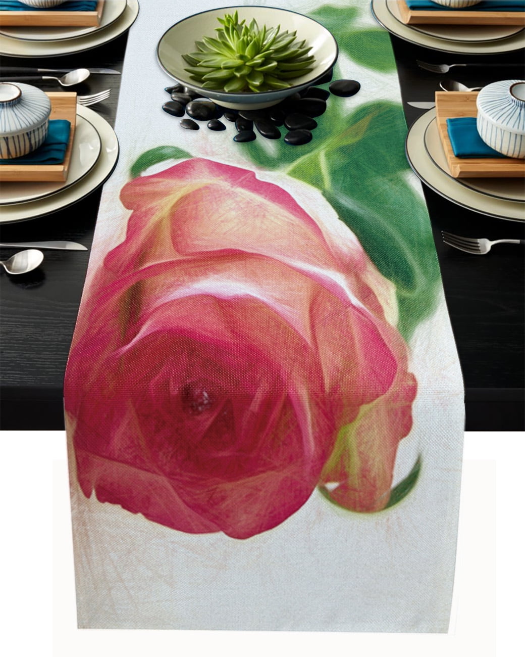 Valentine Flower Red Rose Table Runner Luxury Hotel Wedding r Table ...