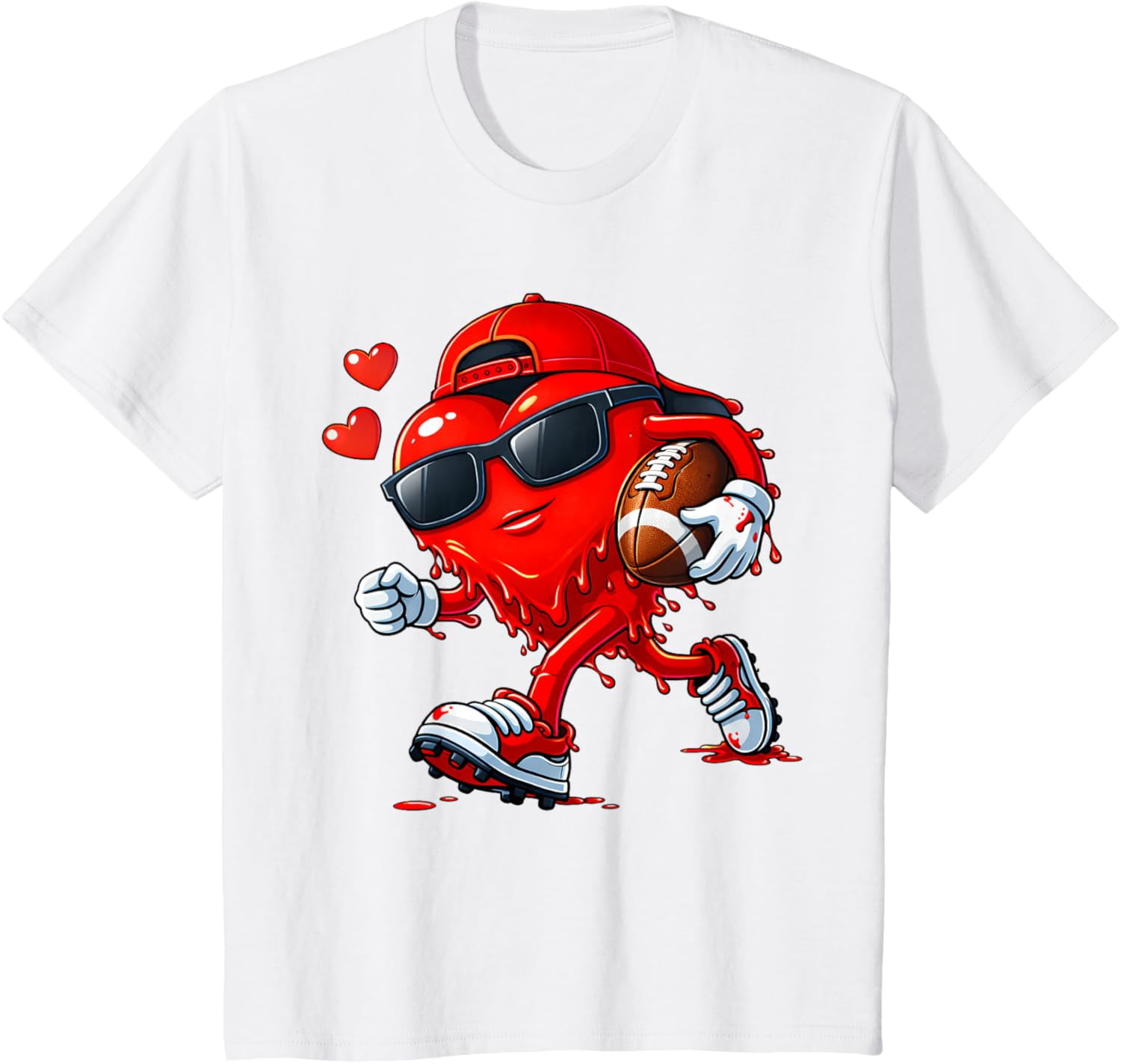 Valentine Football Heart Drip Sport Love Valentines Day Boys T-Shirt ...