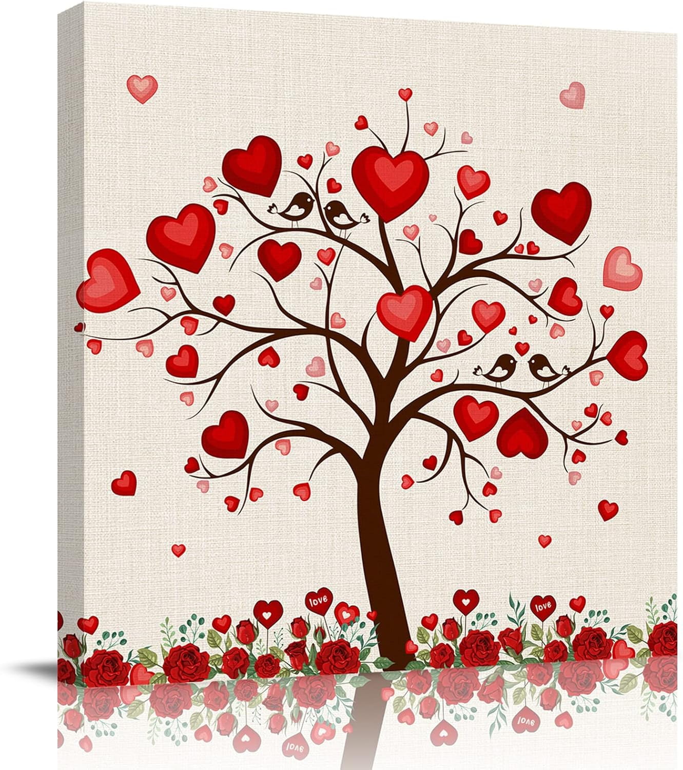 Valentine Framed Canvas Wall Art for Living Room Love Heart Tree Wall ...