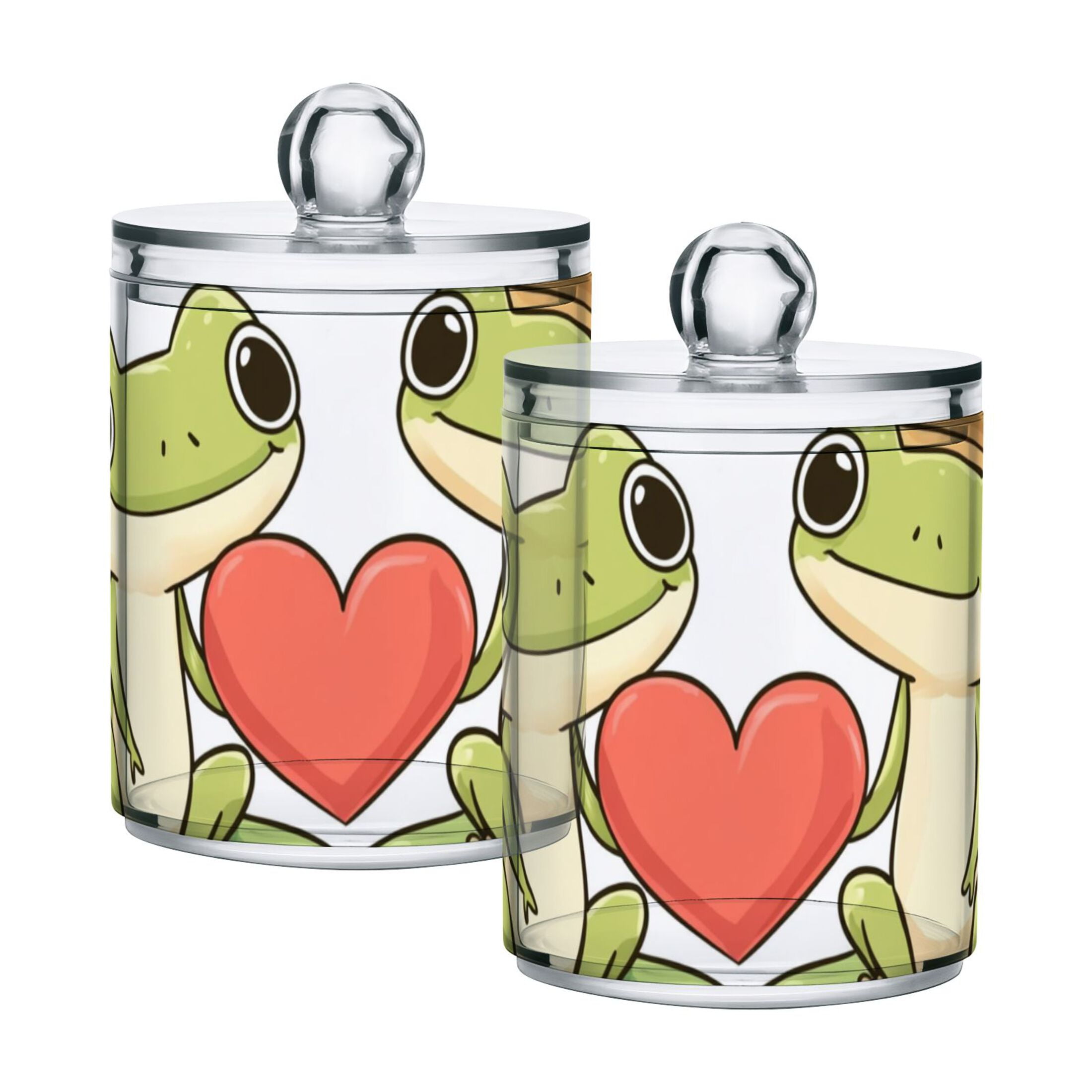 Valentine Frogs with Heart Translucent Plastic Cans Storage Canisters ...