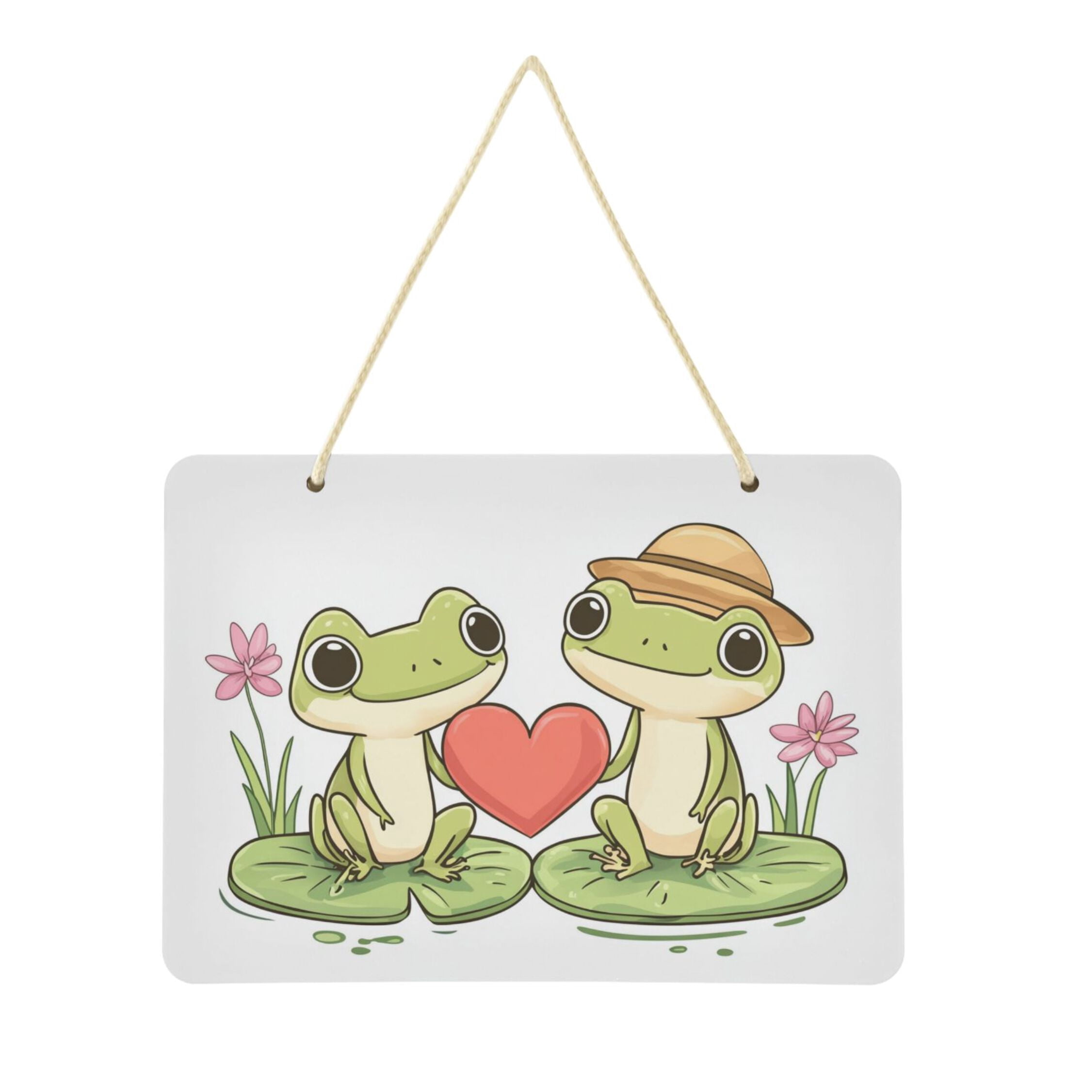 Valentine Frogs with Heart Welcome Sign Plus Size Doorplate Wall Decor ...