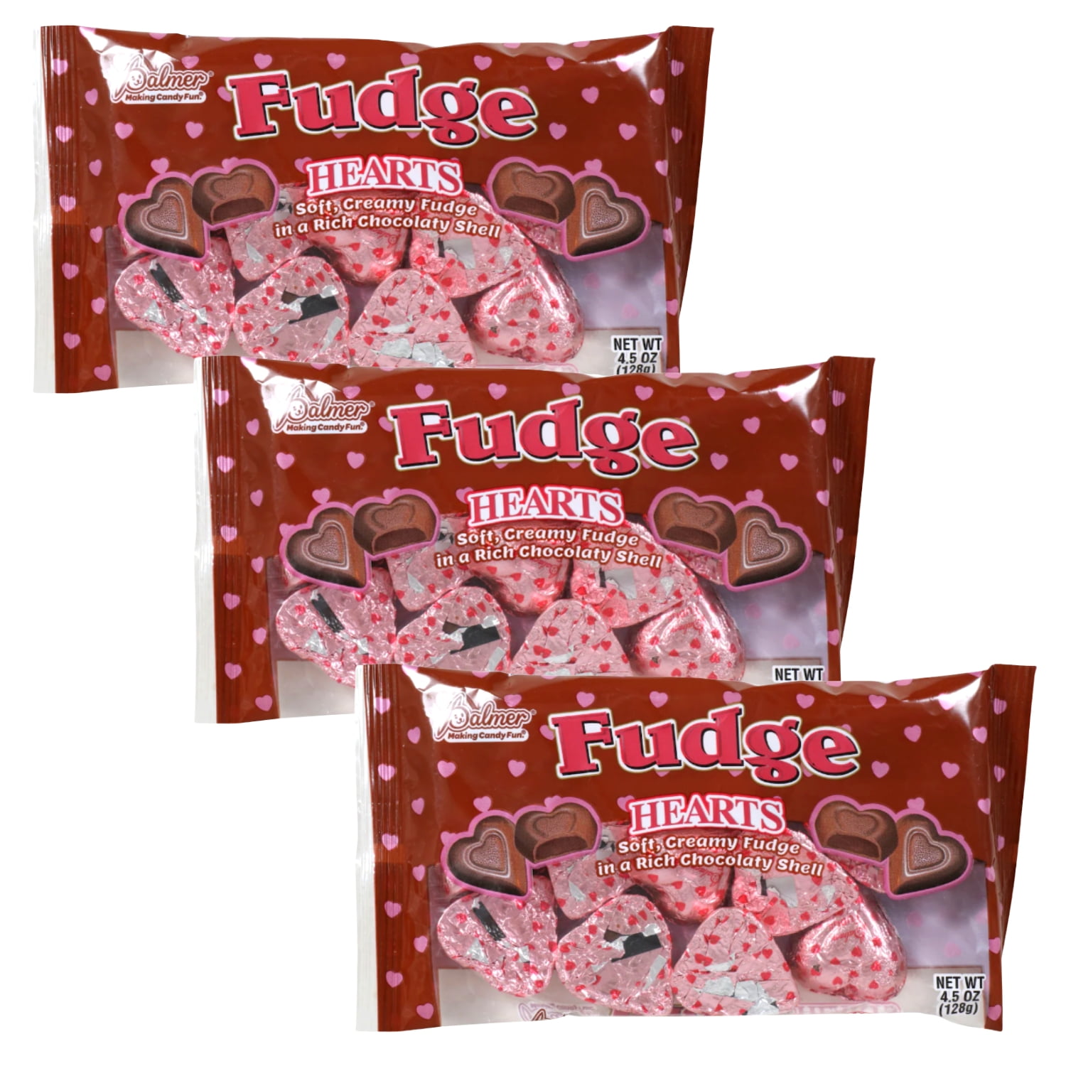 Valentine Fudge Heart Chocolate Candies 4.5 oz Individually Wrapped for ...