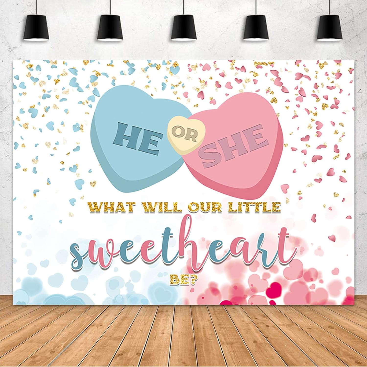 Valentine Gender Reveal Backdrop Sweetheart Reveal Party Baby Shower ...