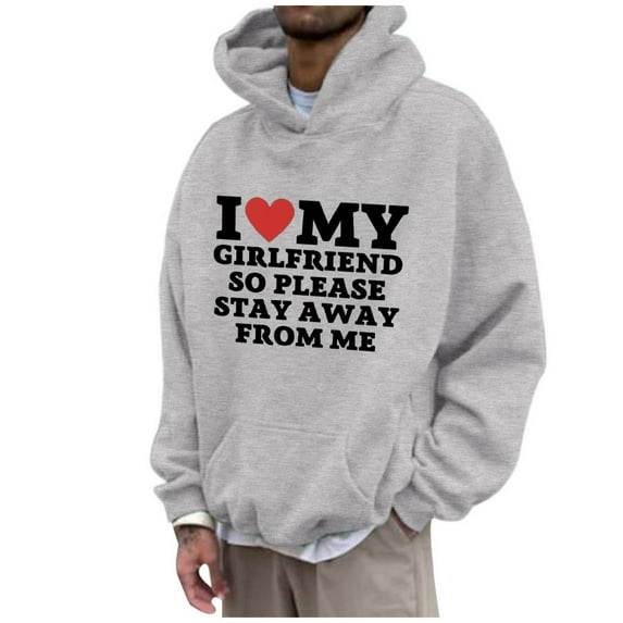 Valentine Gifts for Men Letter Graphic Fleece Novelty Cool Funny Hooded ...
