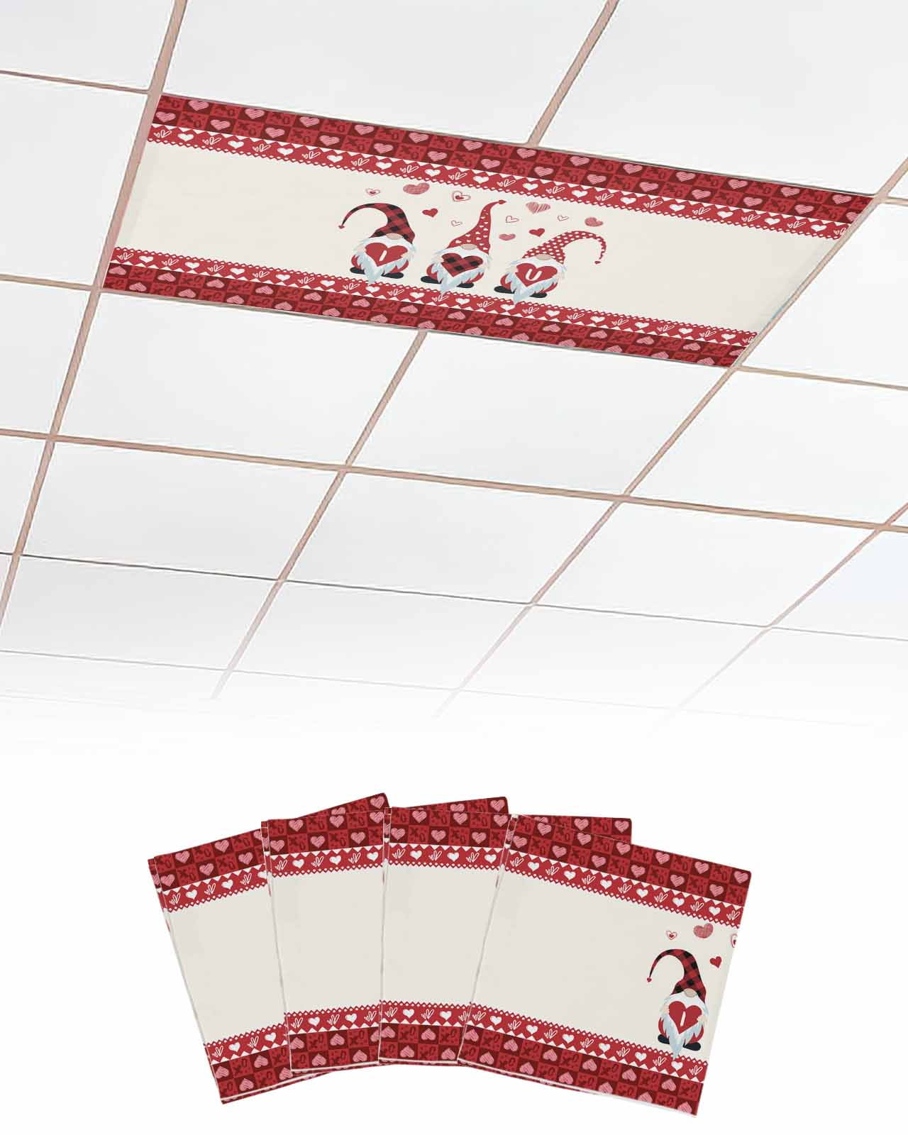 Valentine Gnomes Fluorescent Light Covers for Ceiling Lights 4x2 feet,4 ...