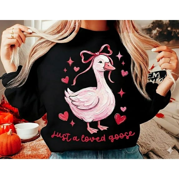 Valentine Goose Coquette Valentine's Day Goose Sweatshirt Fun Duck ...