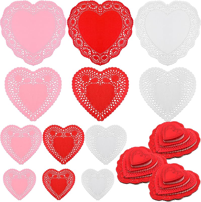 Valentine Heart Doilies Set Valentine's Heart Paper Doilies Heart ...