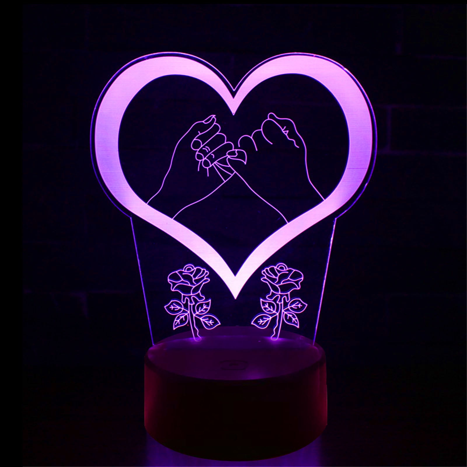 Valentine Heart Shaped Neon Light Pink Heart Lamp with Holder Base ...