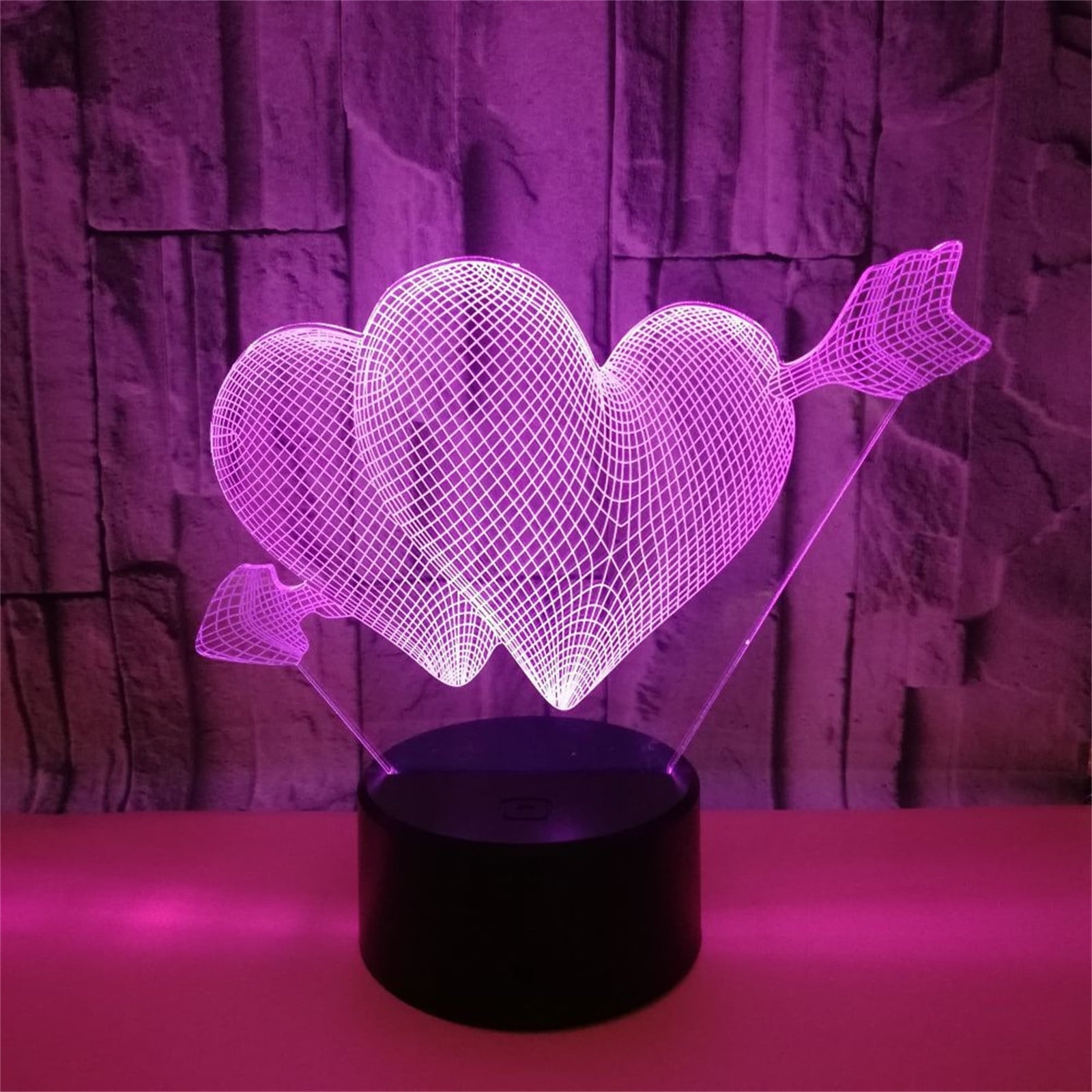 Valentine Heart Shaped Neon Light Pink Heart Lamp with Holder Base ...
