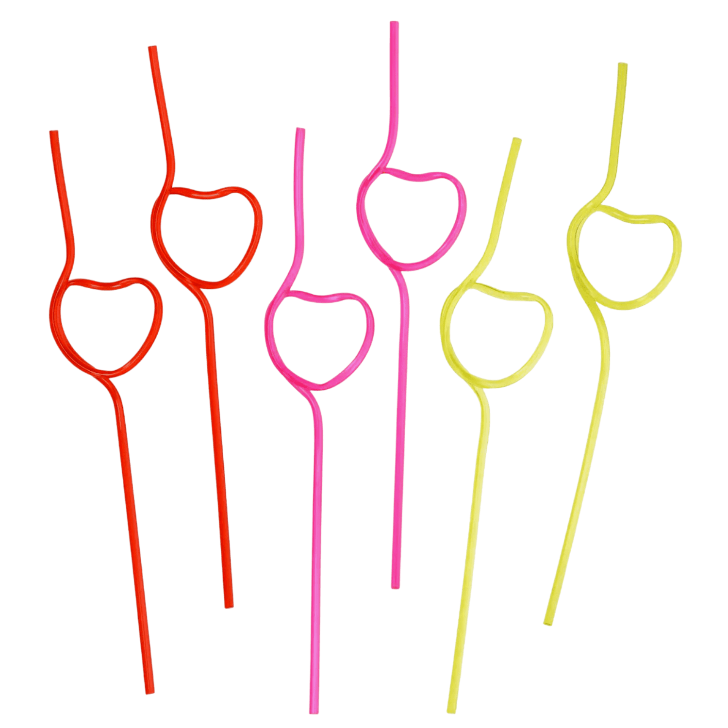 Valentine Heart Shaped Straws Reusable Loop Drinking Crazy Colorful ...