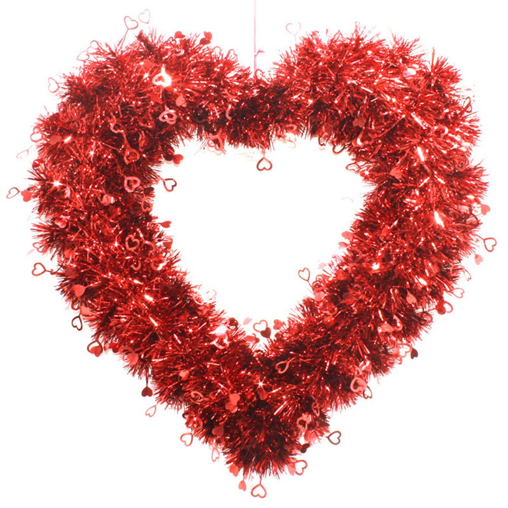 Valentine Heart Shaped Wreaths Purple Tinsel Heart Shaped Wreaths with ...