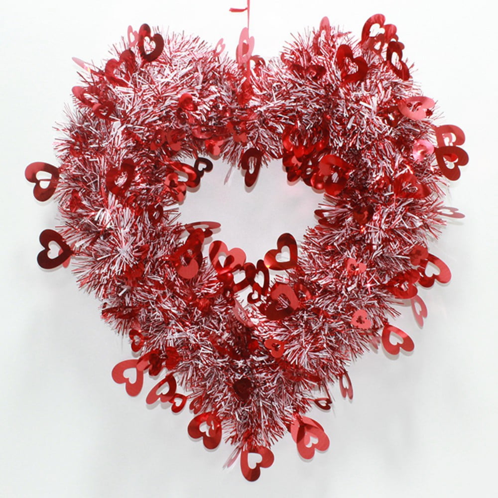 Valentine Heart Shaped Wreaths Purple Tinsel Heart Shaped Wreaths with ...