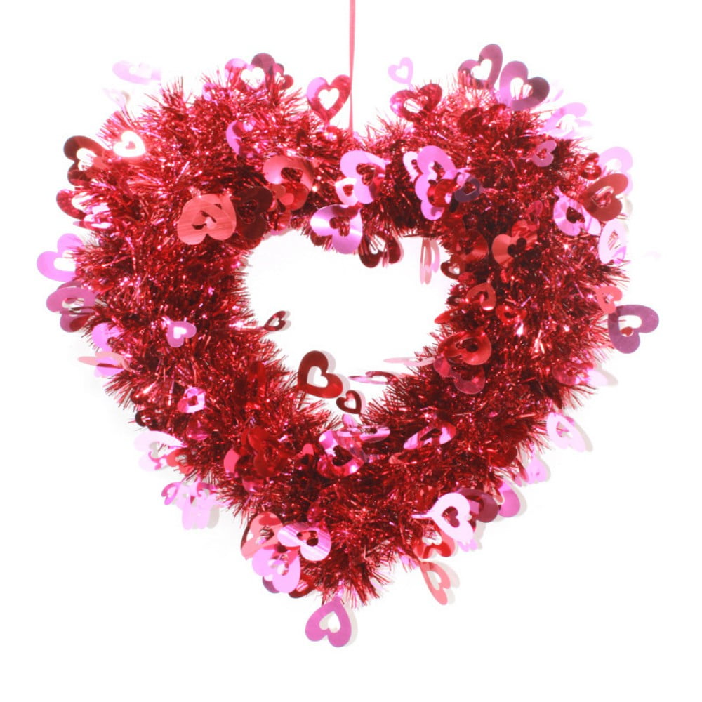Valentine Heart Shaped Wreaths Purple Tinsel Heart Shaped Wreaths with ...