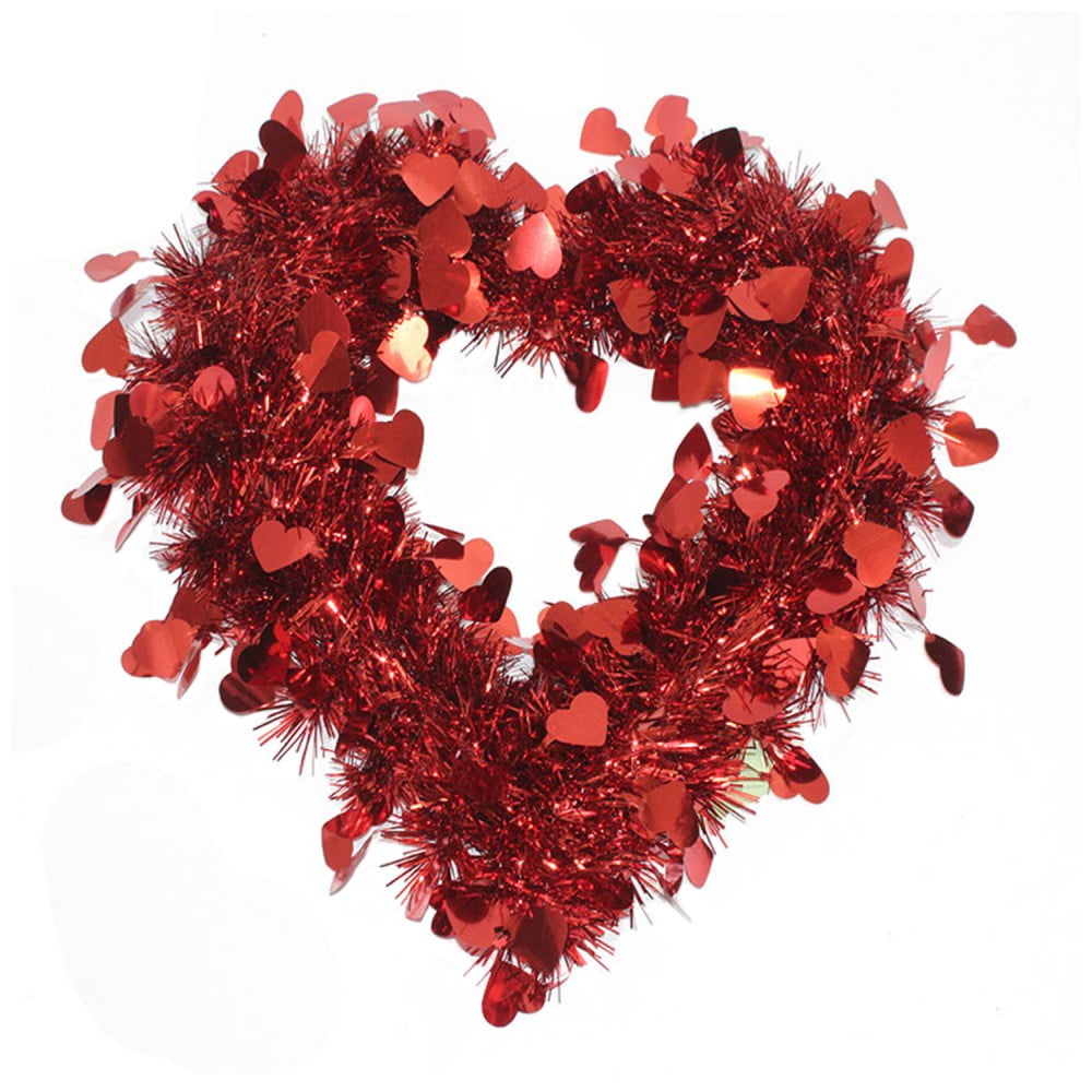 Valentine Heart Shaped Wreaths Purple Tinsel Heart Shaped Wreaths with ...