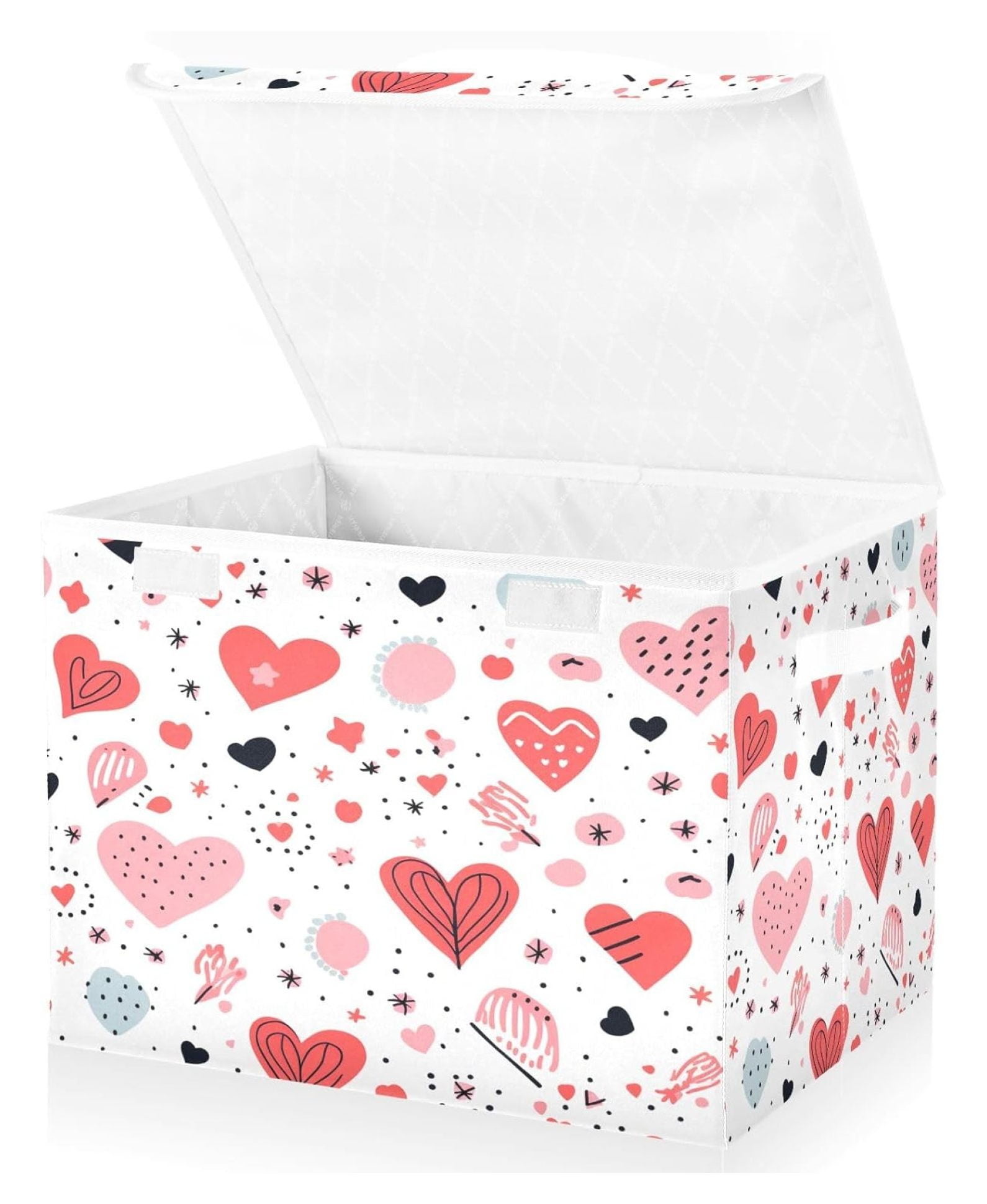 Valentine Heart Storage Bin with Lid Large Cloth Storage Boxes Foldable ...
