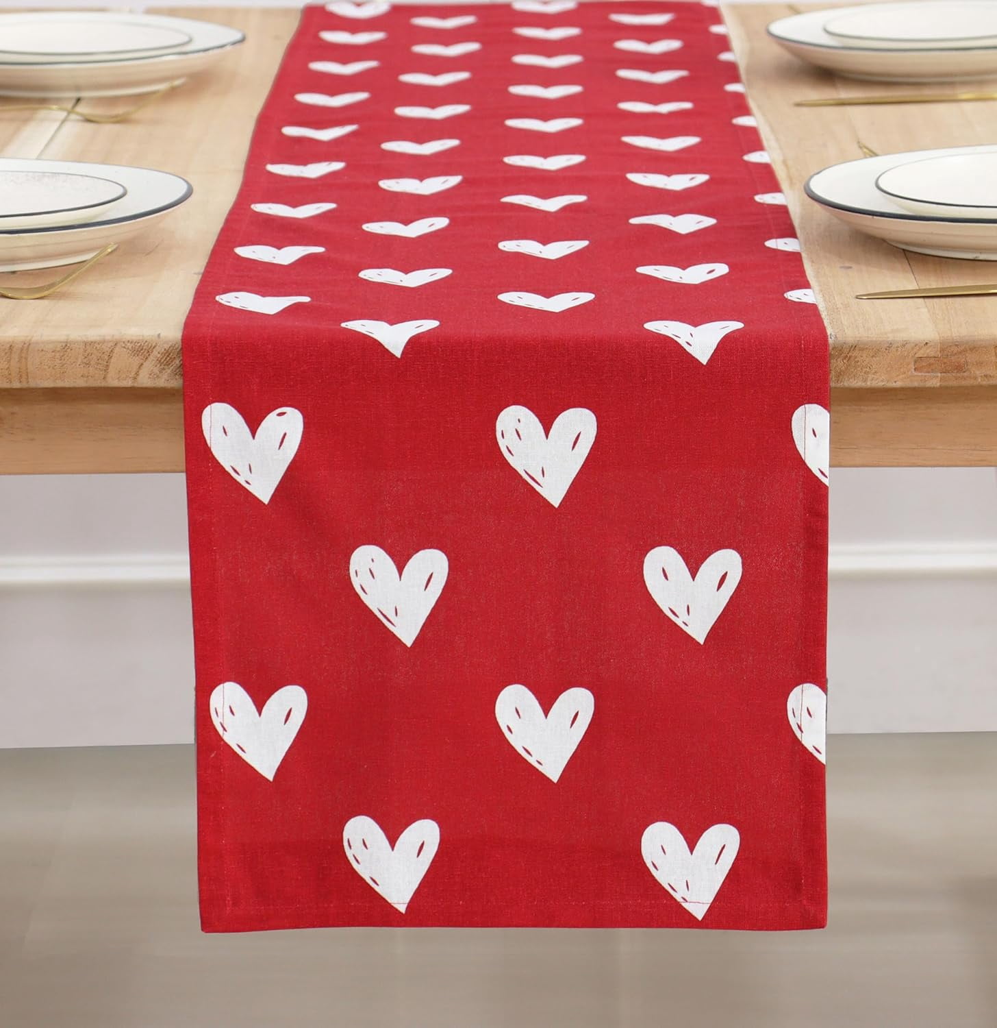 Valentine Heart Table Runner 13 X 72 Inch - Red - White - Walmart.com