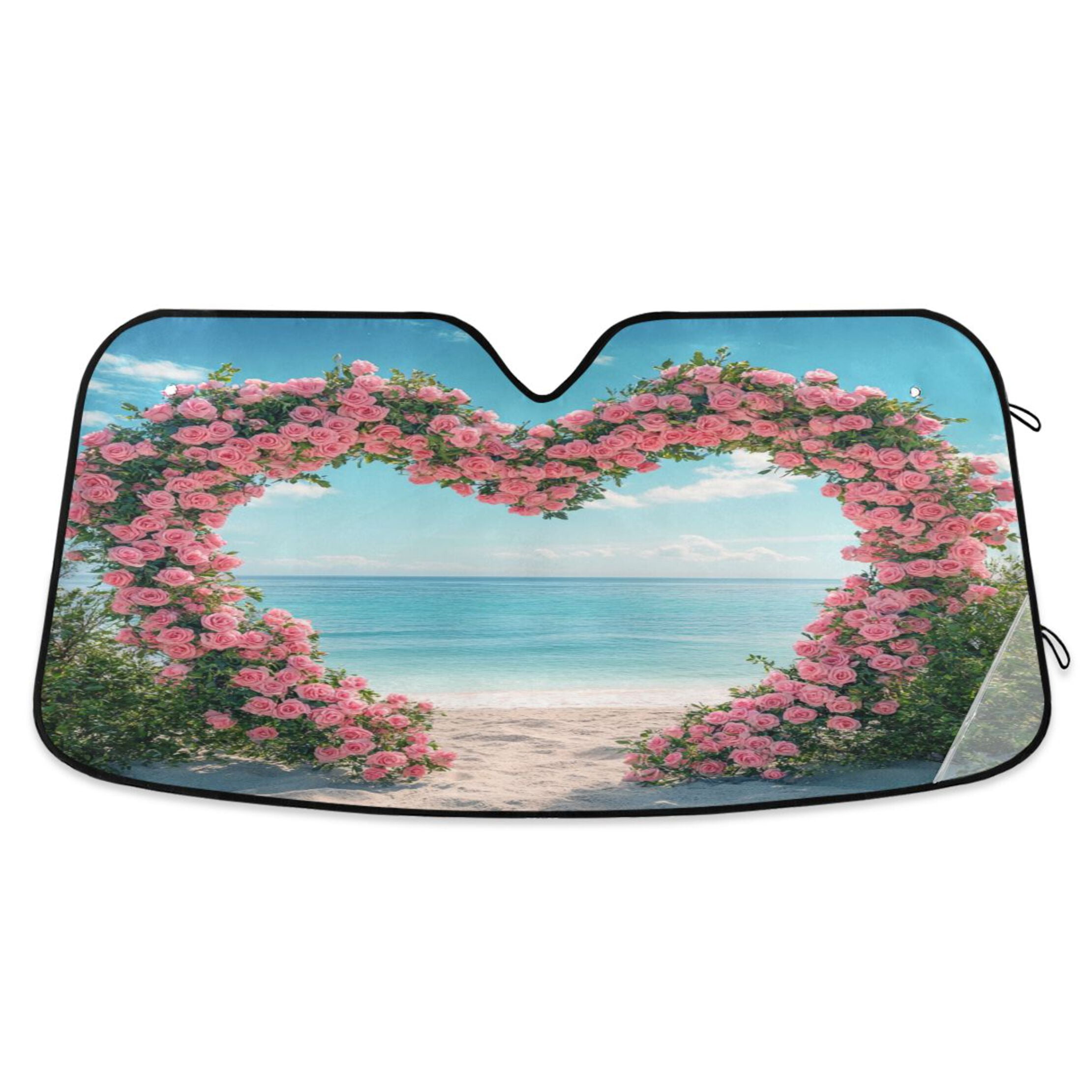 Valentine Heart-shaped Roses Arch Beach Windshield Sun Shade Automobile ...