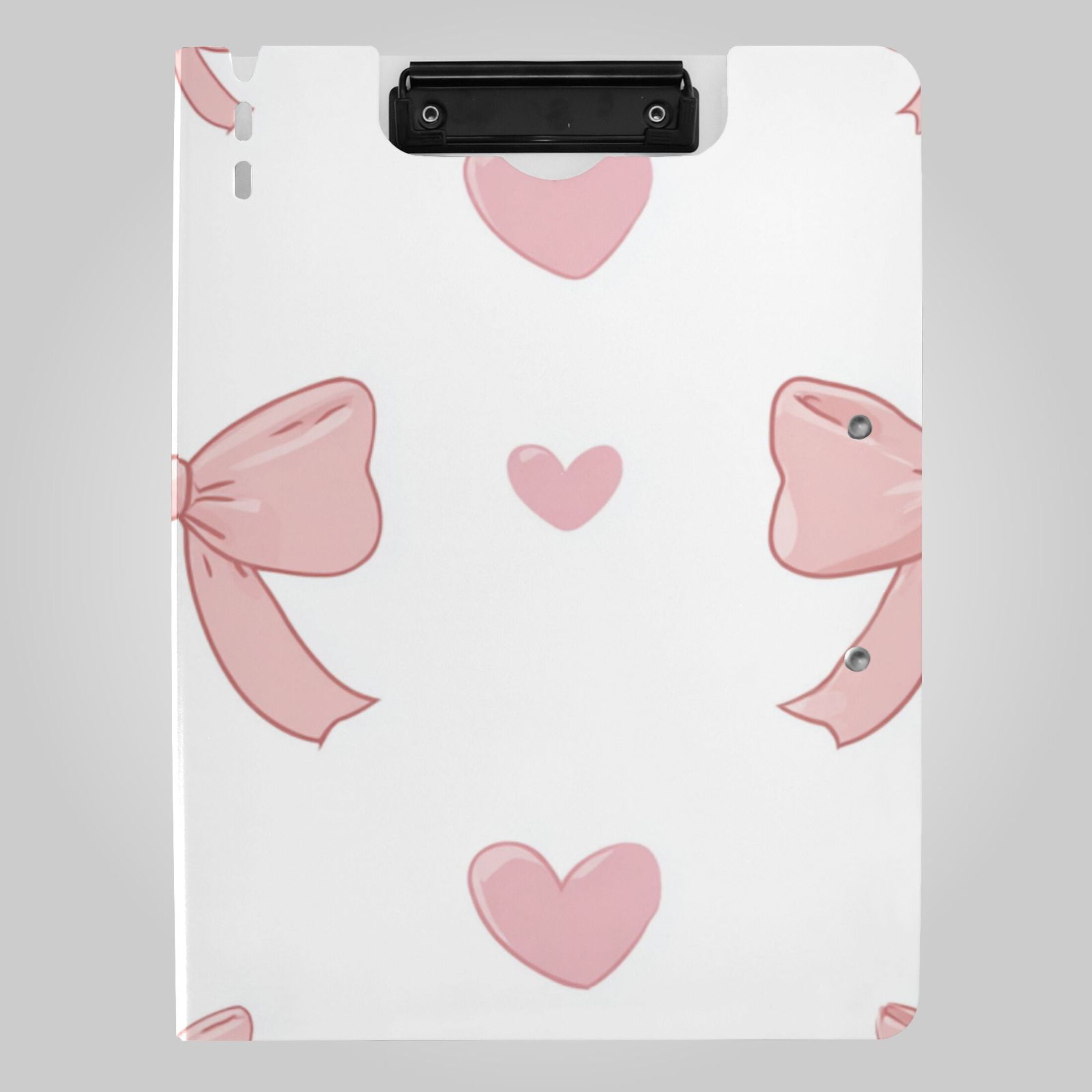 Valentine Hearts Bows Stripes Foldable Binder Folder Clipboard with Pen ...