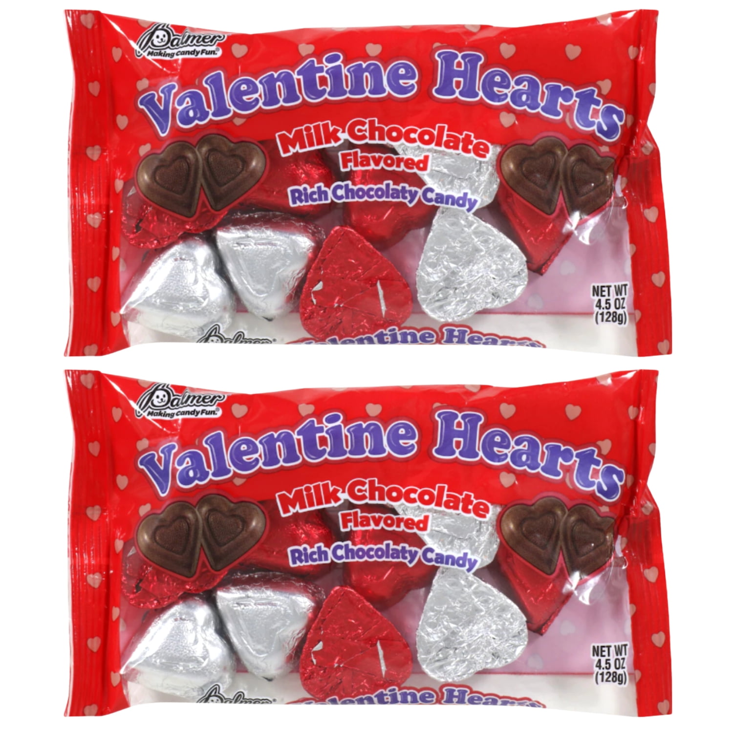 Valentine Hearts Milk Chocolate Candy 4.5 oz Individually Wrapped for ...