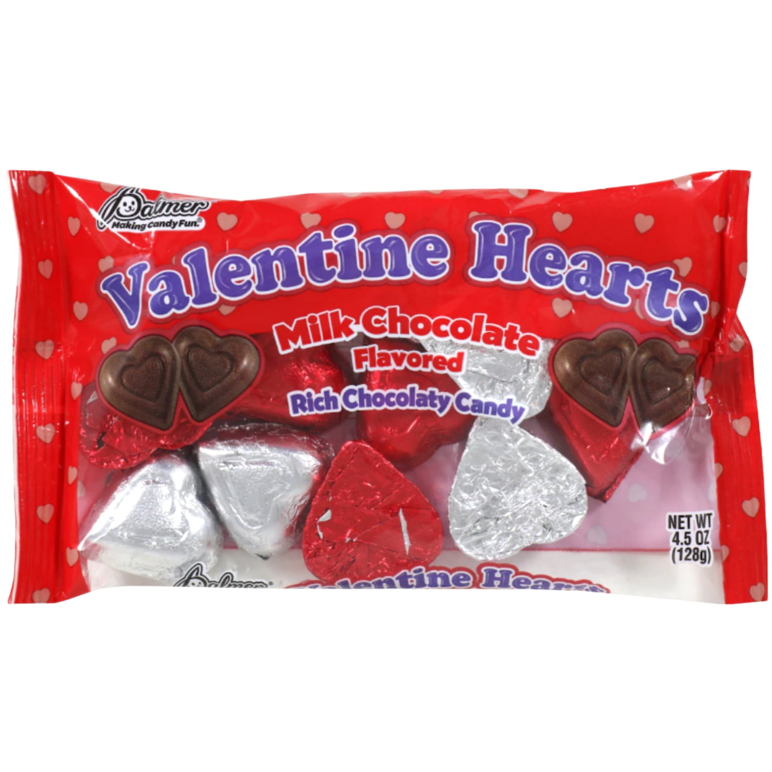 Valentine Hearts Milk Chocolate Candy 4.5 oz Individually Wrapped for ...