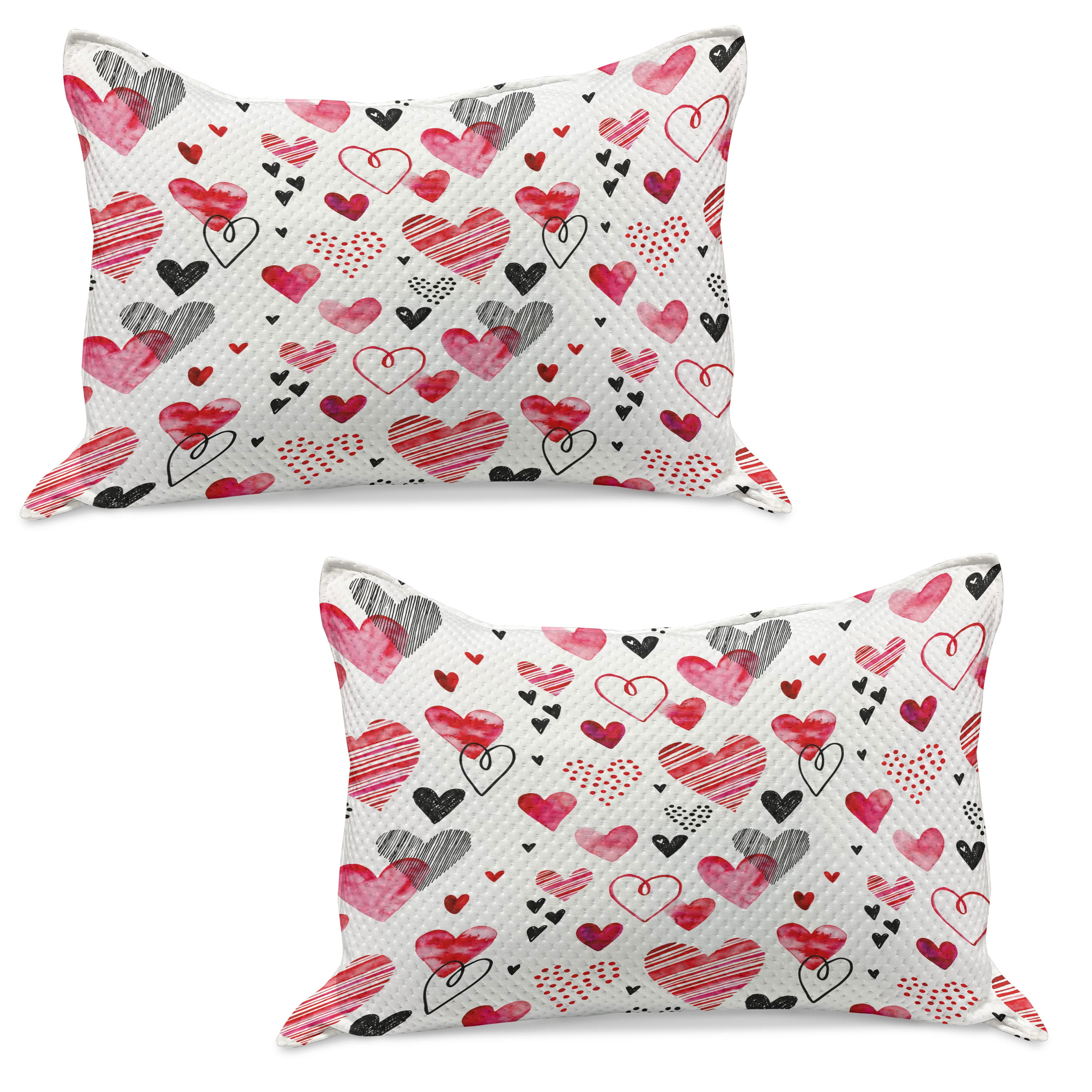 Valentine Knitted Quilt Pillowcover Set of 2, Different Types of Heart ...