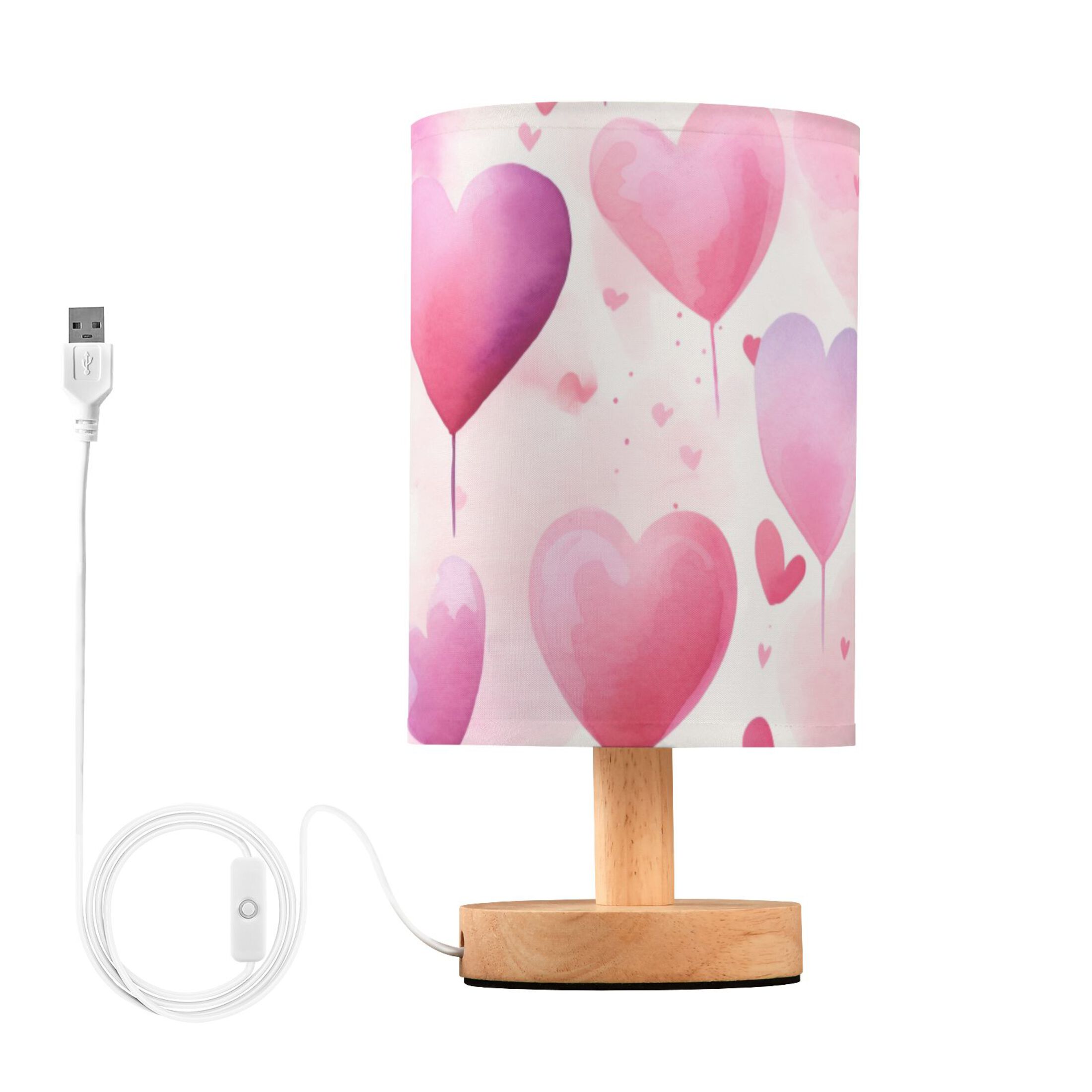 Valentine Love Heart Bedside Table Lamp LED Warm Lights with USB ...