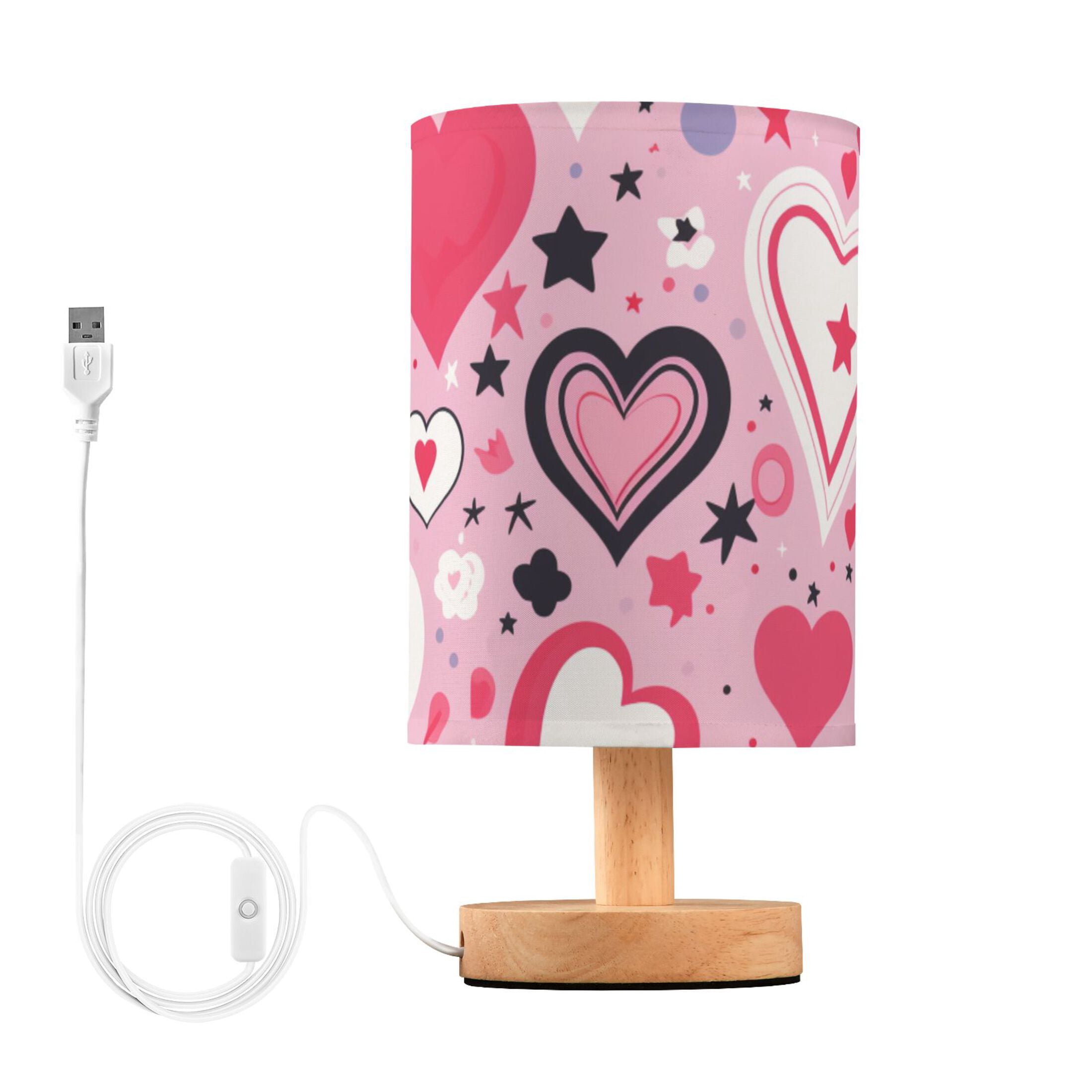 Valentine Love Hearts Bedside Table Lamp LED Warm Lights with USB ...