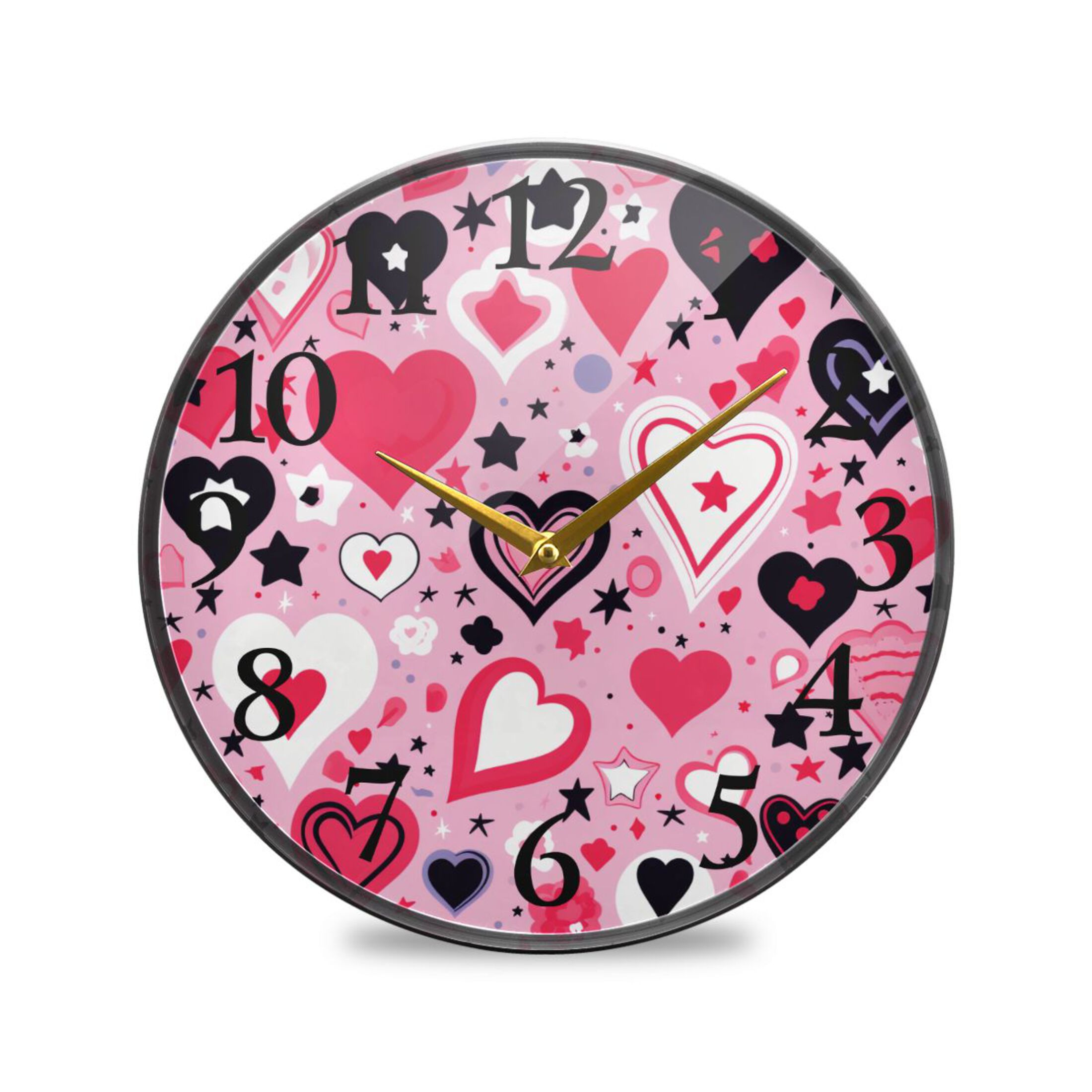 Valentine Love Hearts Wall Clocks Battery Operated 11.9 Inch Round ...