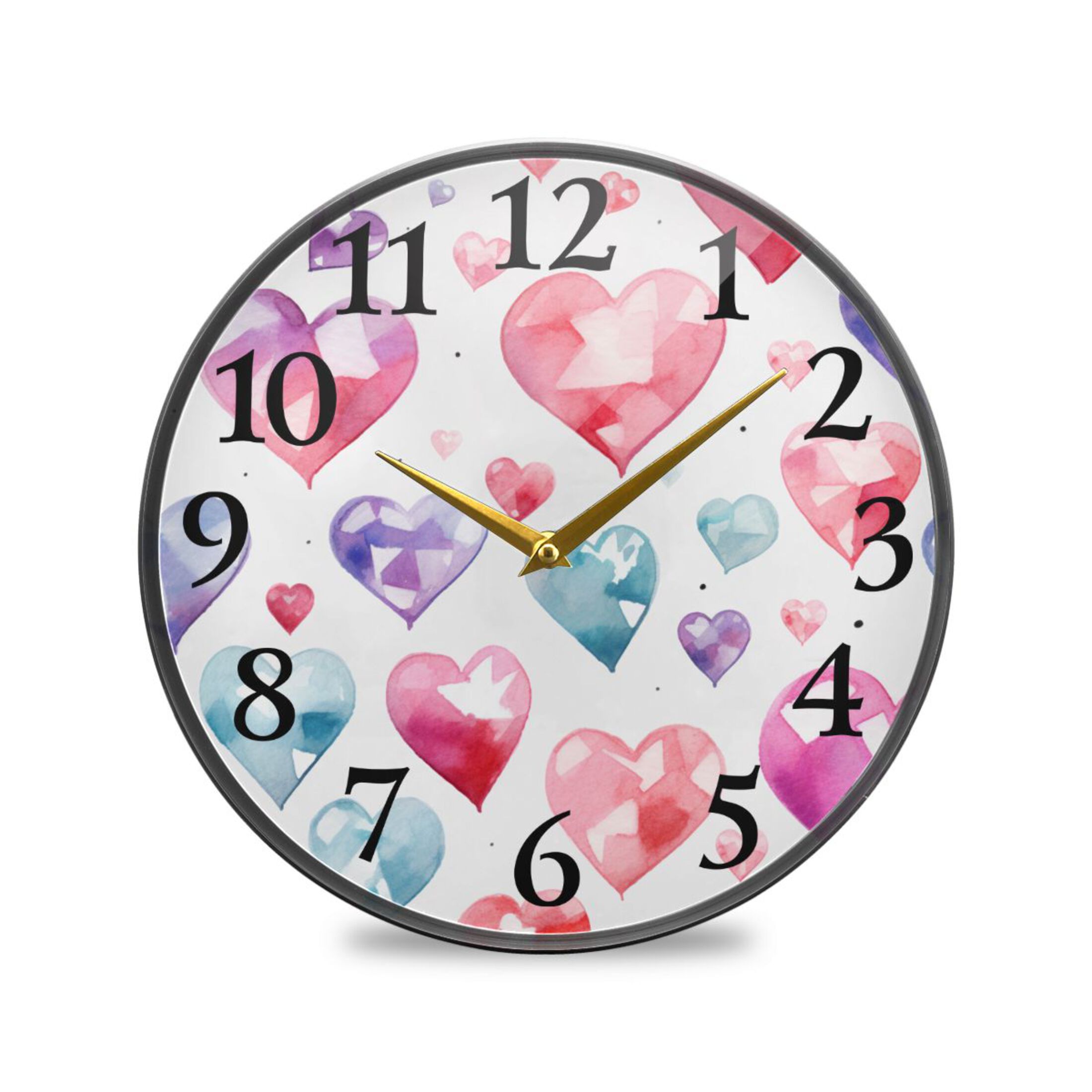 Valentine Love Hearts Wall Clocks Battery Operated 11.9 Inch Round ...