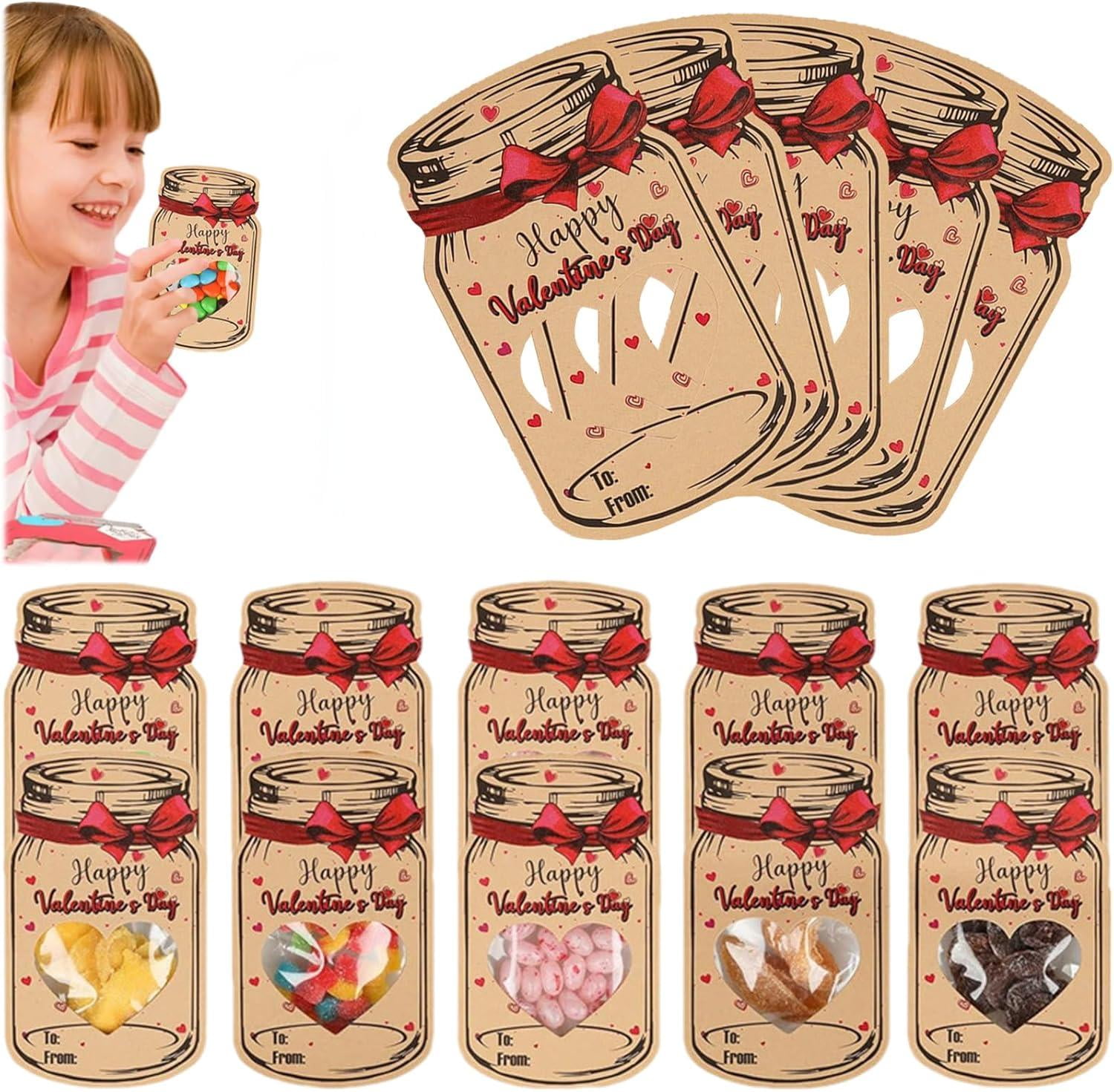 Valentine Mason Jar Cards, 50 Pack Mason Jar Valentines Day Cards For ...