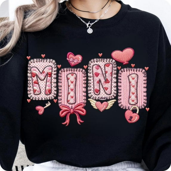 Valentine Mini , Retro Coquette Pink Bow Mini Design, Embroidery-Style ...