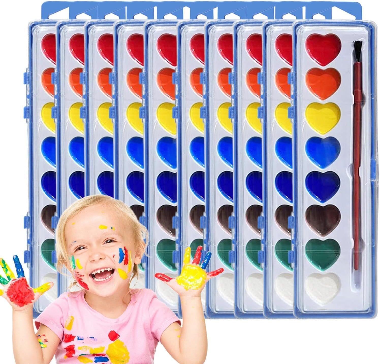 Valentine Paint Set Gift, Heart Shaped Water Color Paint, Washable ...